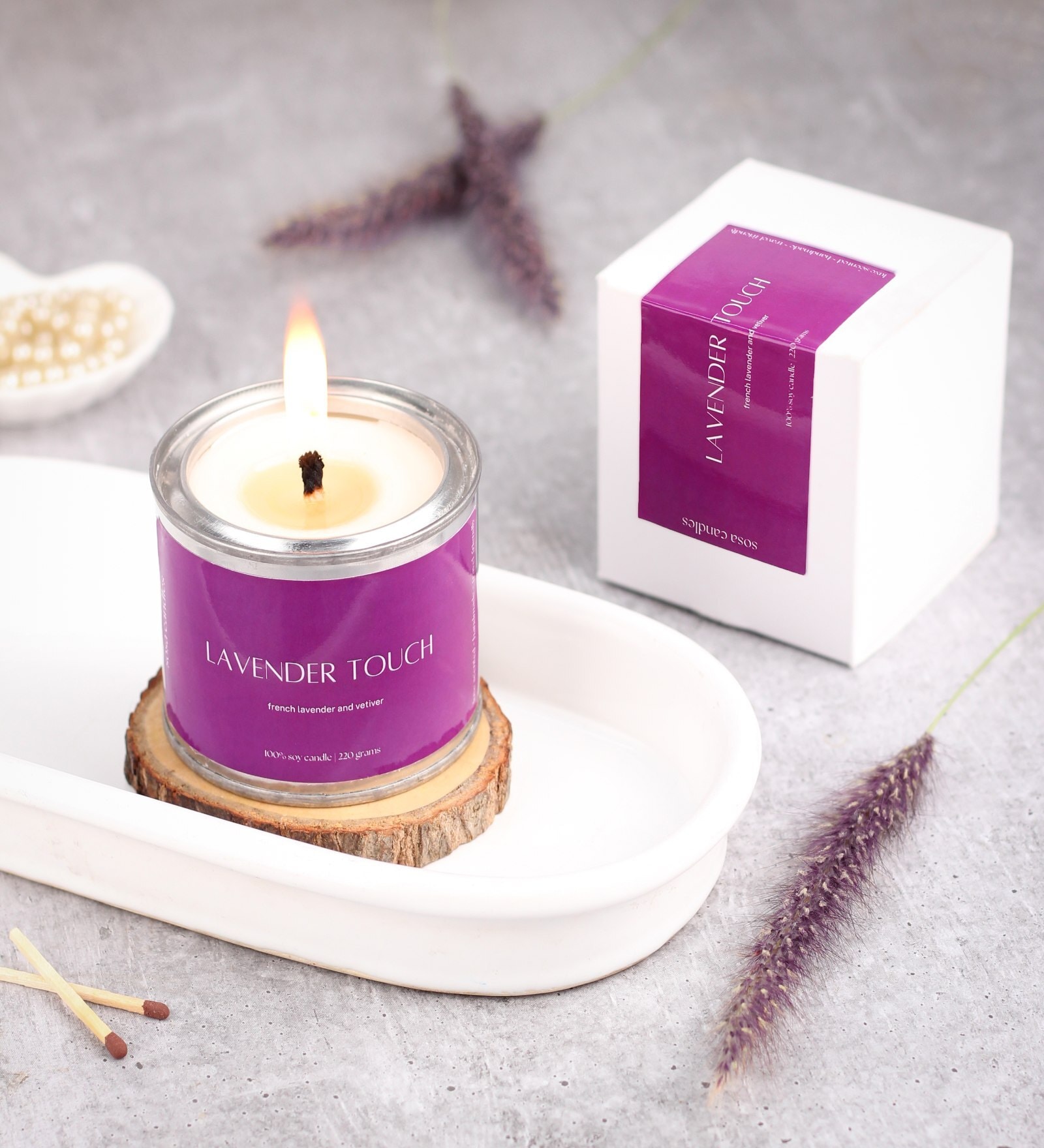 Buy Lavender Touch White Soy Wax Scented Candle at 100% OFF by Sosa ...
