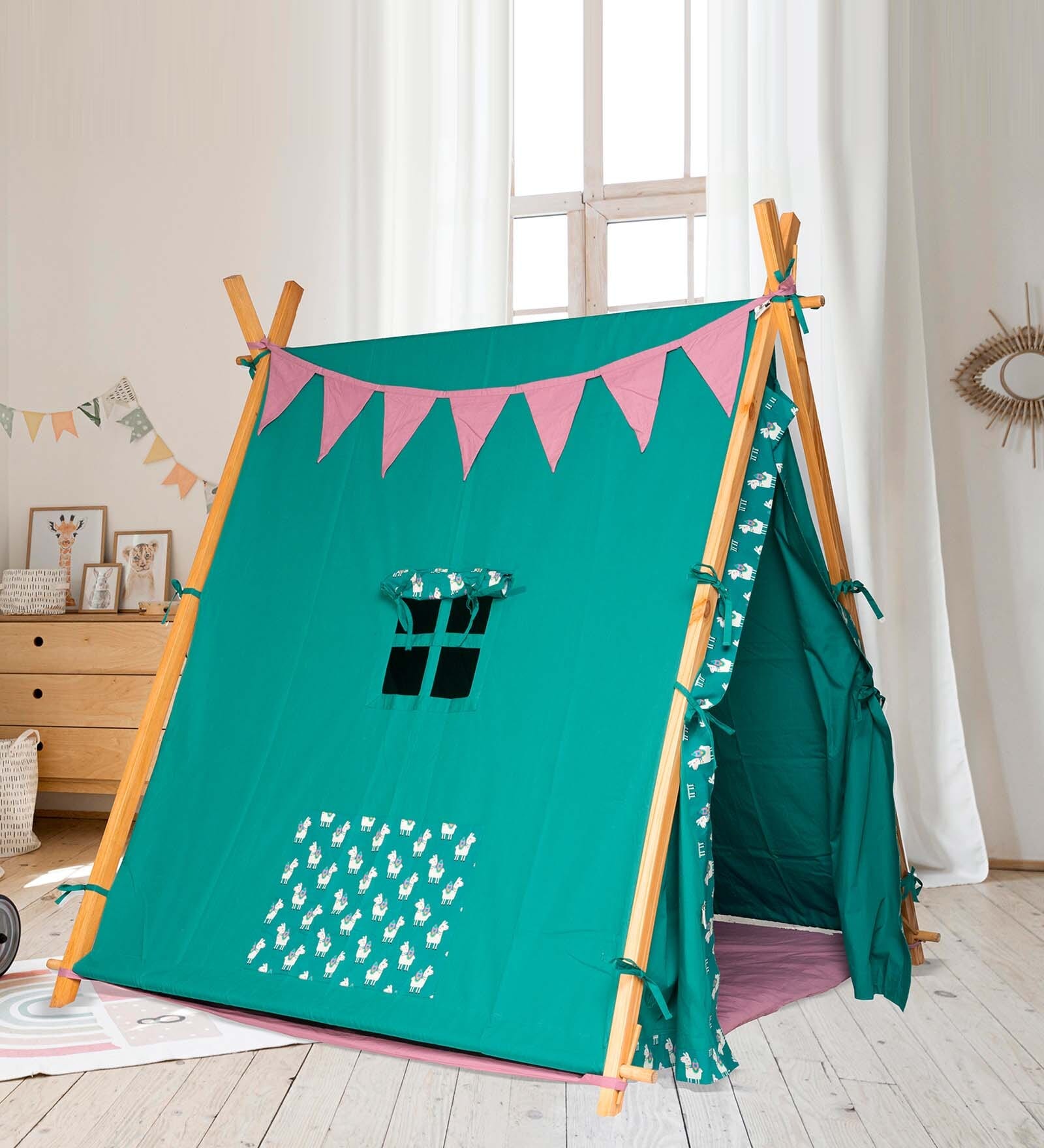 Buy Lazy Lama Kids Play Tent in Green & Purple Colour by Bobtail Online ...