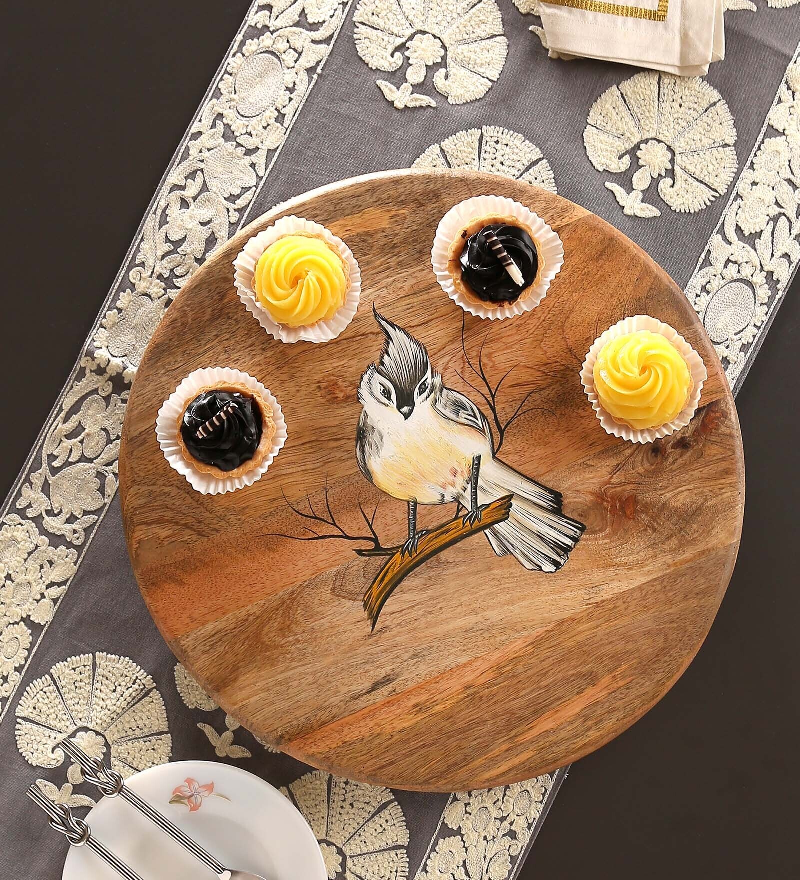 Buy Lazy Susan Birde Mango Wood Rotating Appetizer Platter by ...