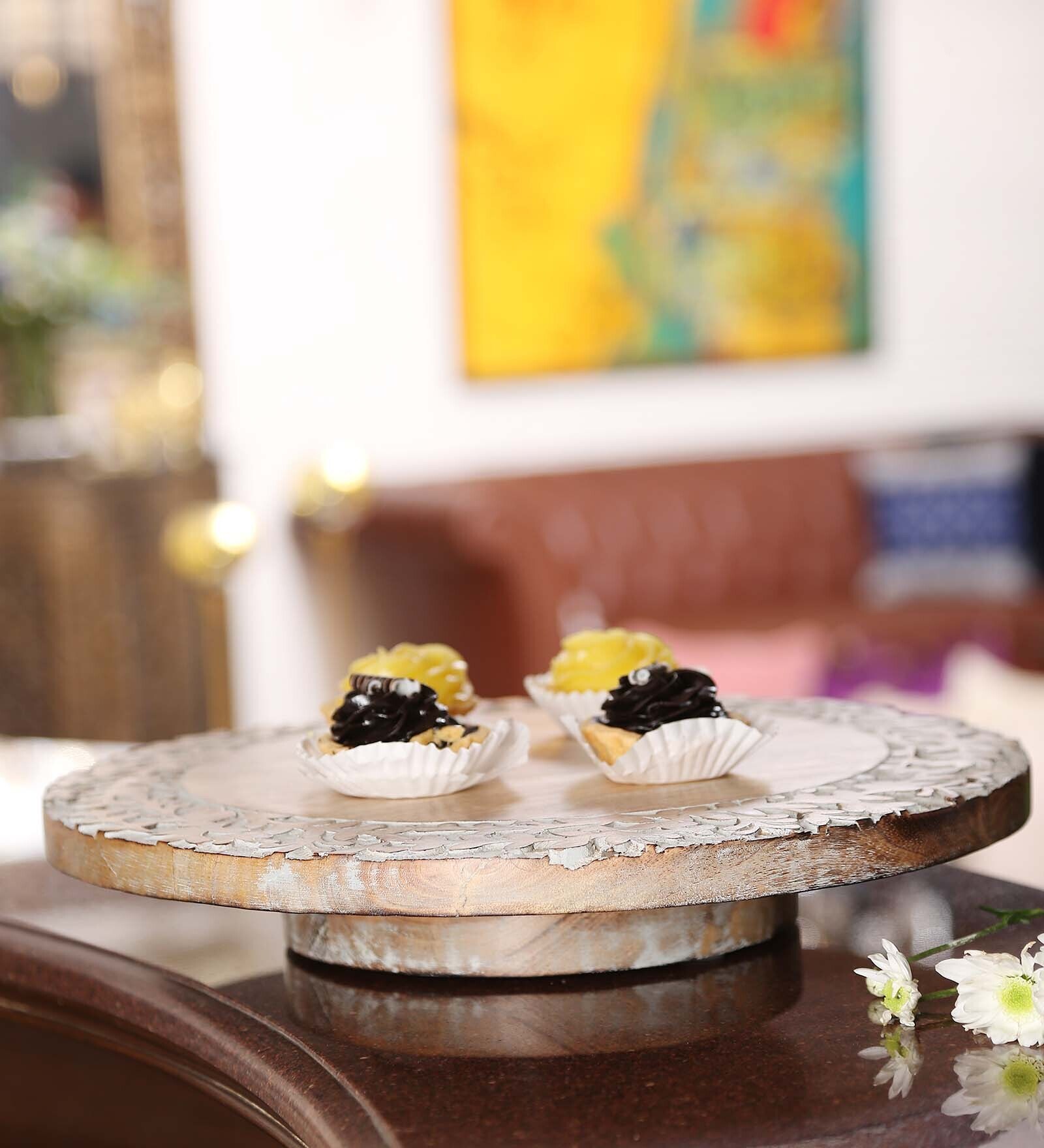 Buy Lazy Susan Mango Wood Rotating Appetizer Platter by Amoliconcepts ...