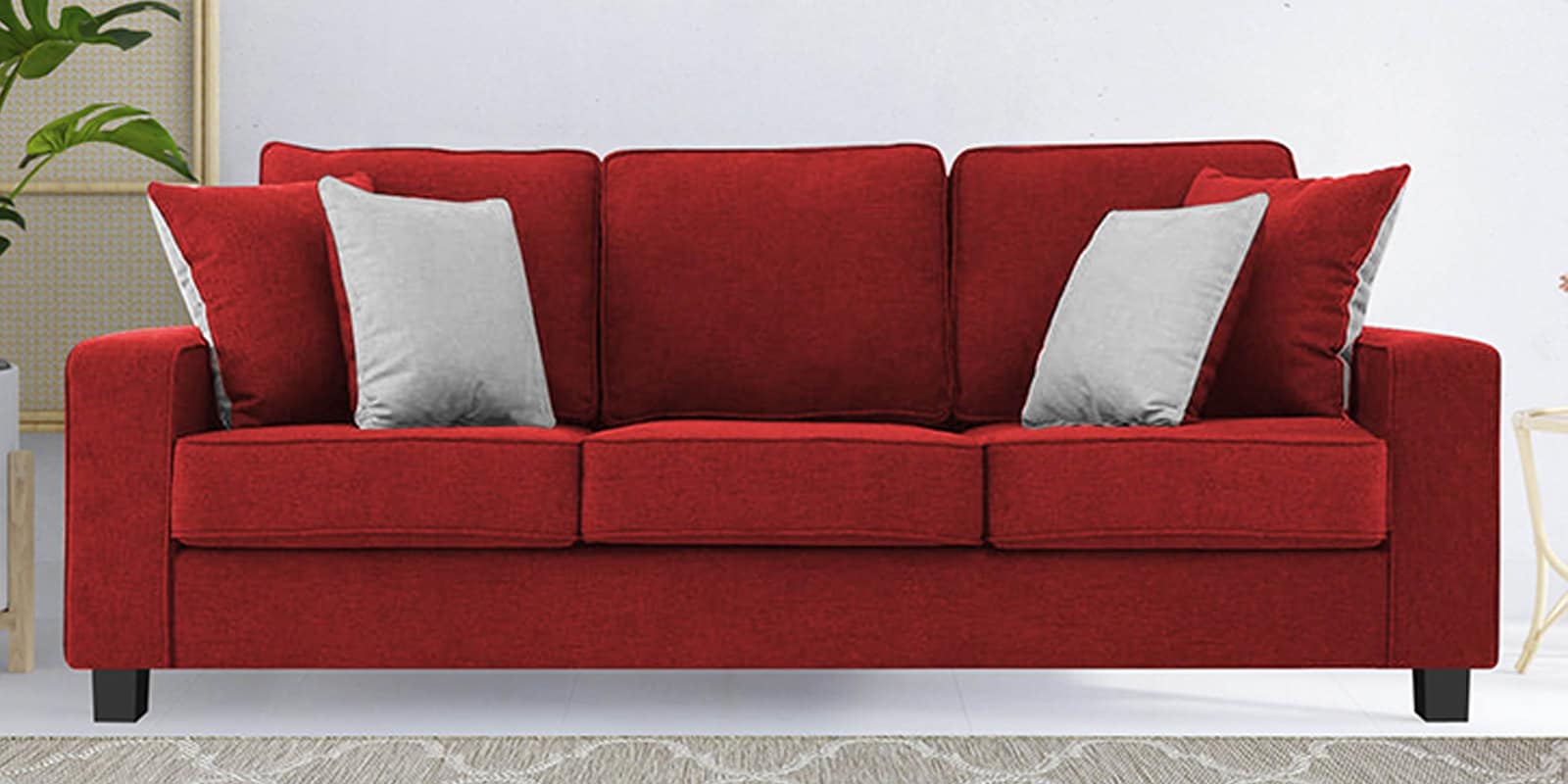 Buy Ladybug Fabric 3 Seater Sofa in Blood Maroon Colour at 13% OFF by ...