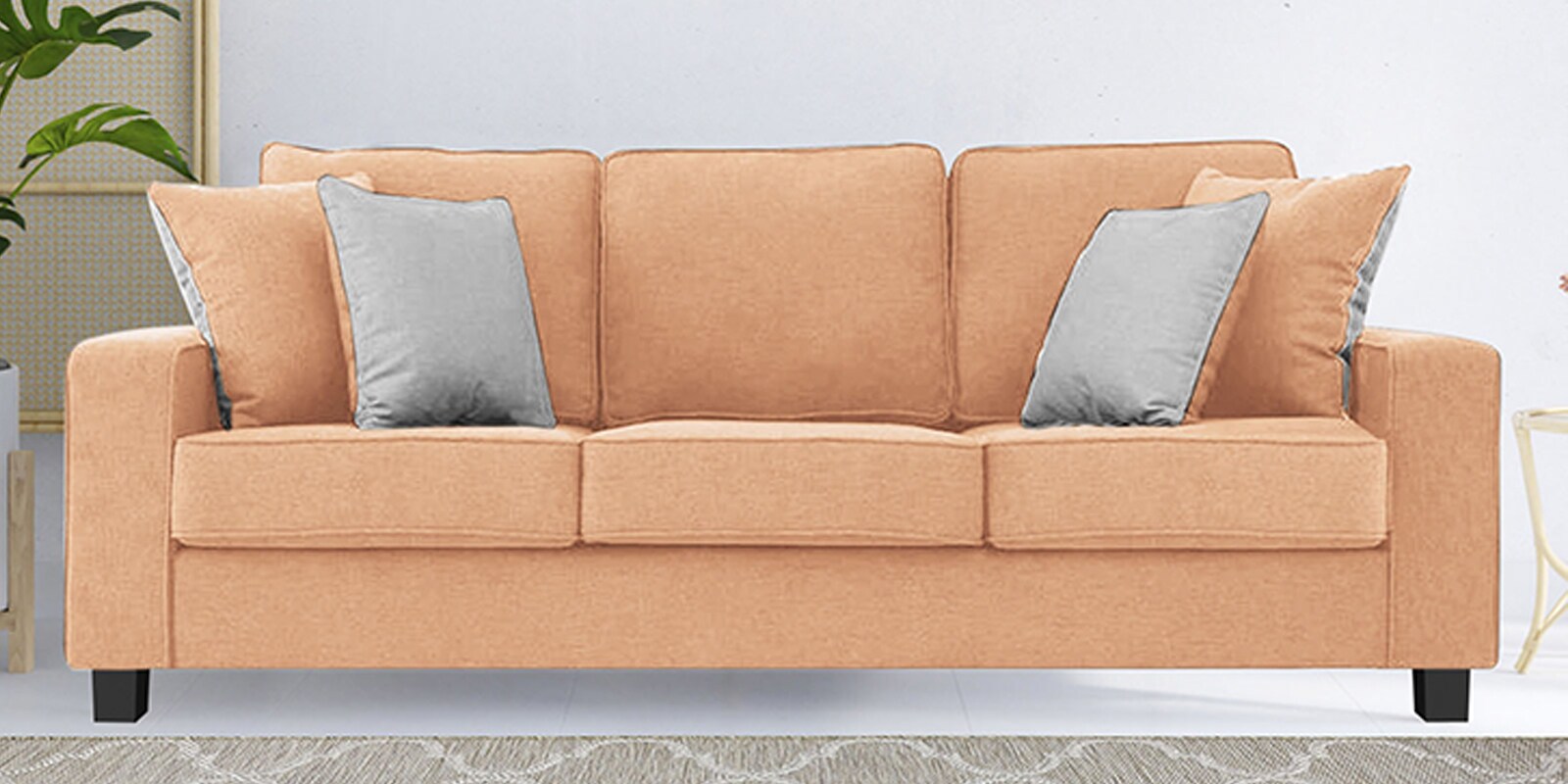 Buy Ladybug Fabric 3 Seater Sofa in Cosmic Beige Colour at 48% OFF by ...