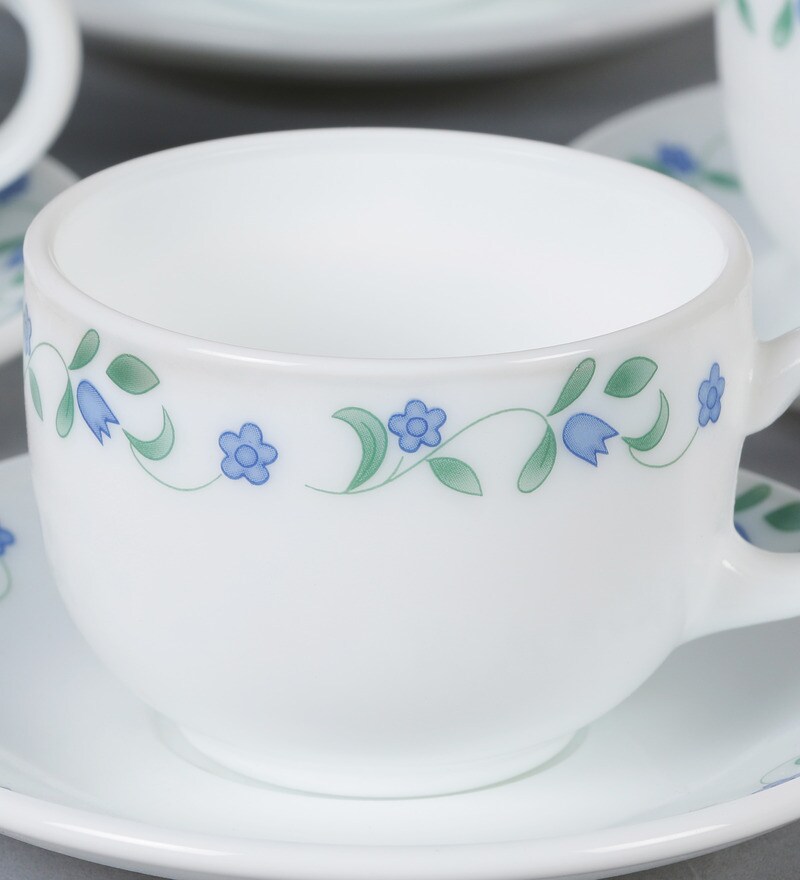 Buy La Opala Iris Juniper Blue Opal Ware 160 ML Cup and Saucer - Set of ...