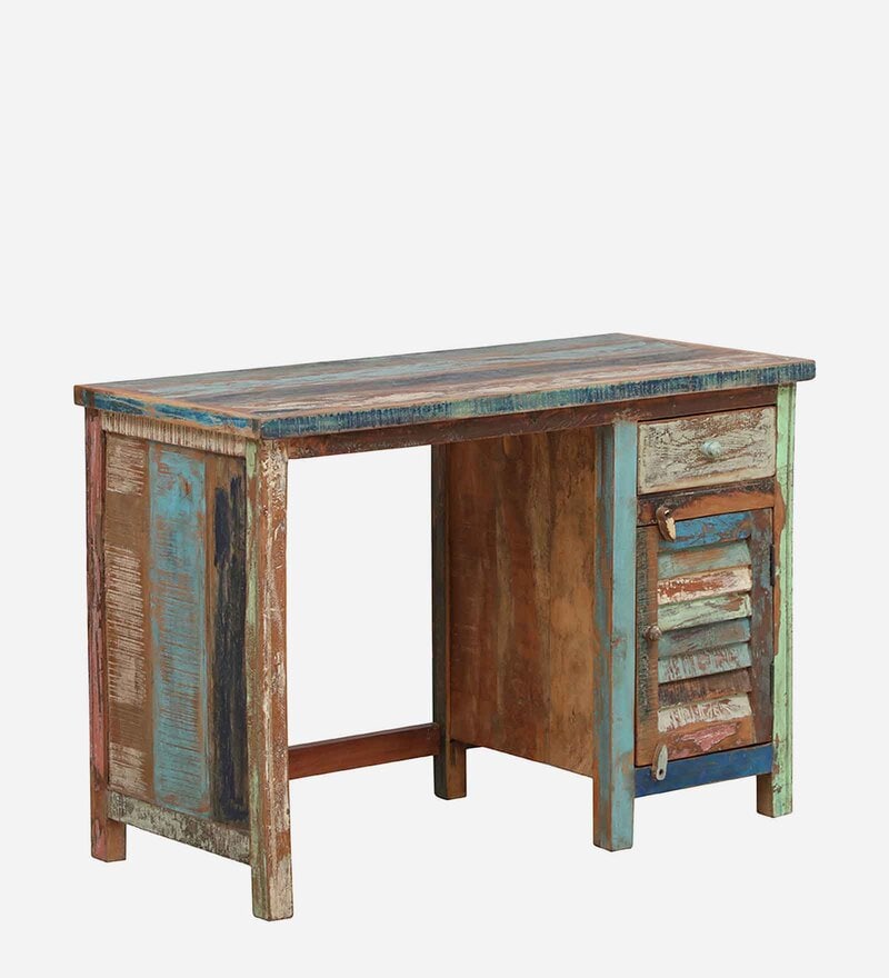 Buy Edmond Solid Wood Writing Table In Distress Finish By Bohemiana ...