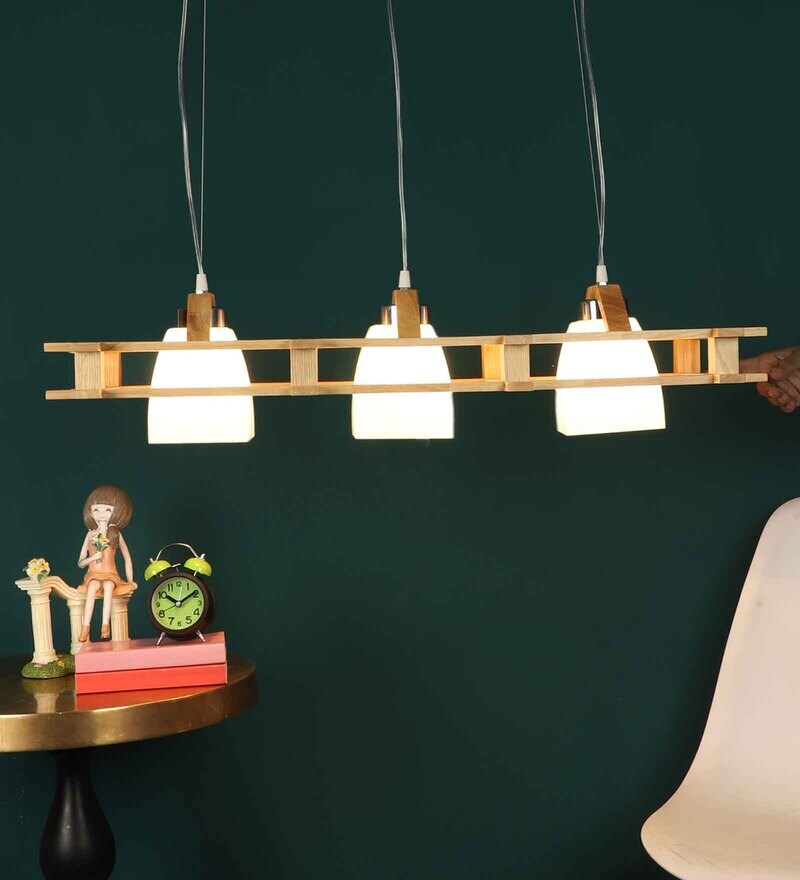 Buy Laser Luminosity Light Brown Teak Wood Hanging Light By Eliante By ...