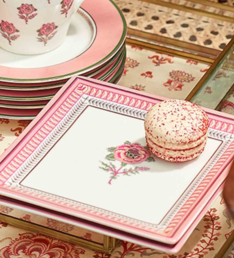 Buy Lavana Ivory (Set of 2) Porcelain (Small) Platter by Ritu Kumar ...