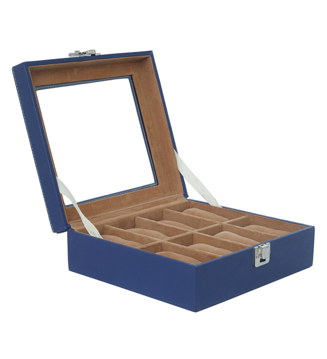 Buy 8 Slots Leatherite Watch Organiser In Blue In Leather World Online ...