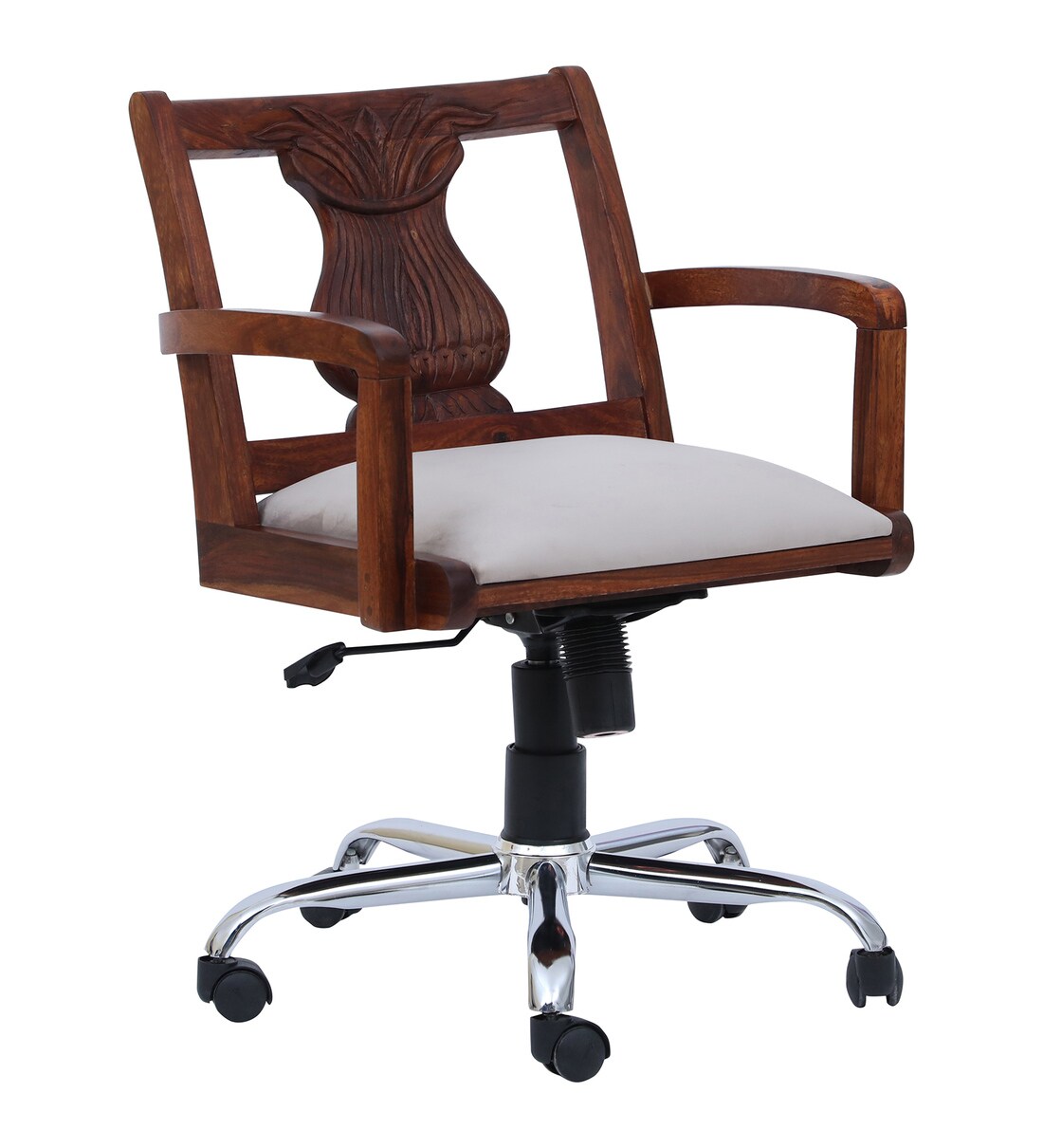Buy Skardin Solid Wood Ergonomic Chair in Honey Oak Finish Online ...