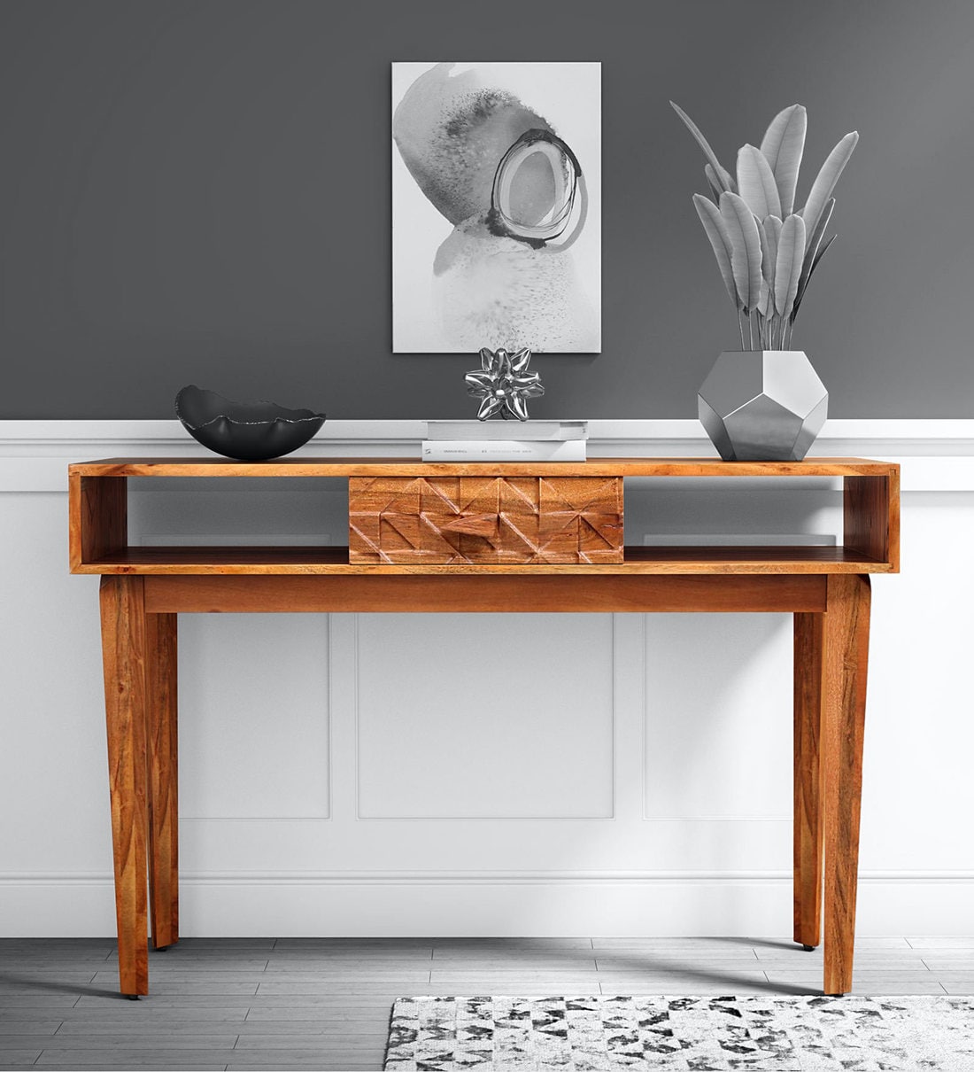 Buy Lennart Solid Wood Console Table In Vintage Walnut Finish at 24% ...