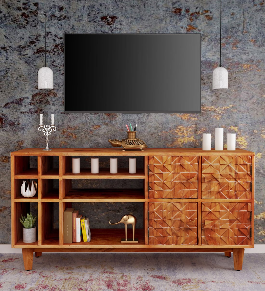 Buy Lennart Solid Wood TV Console for TVs up to 50\ in Vintage Walnut ...