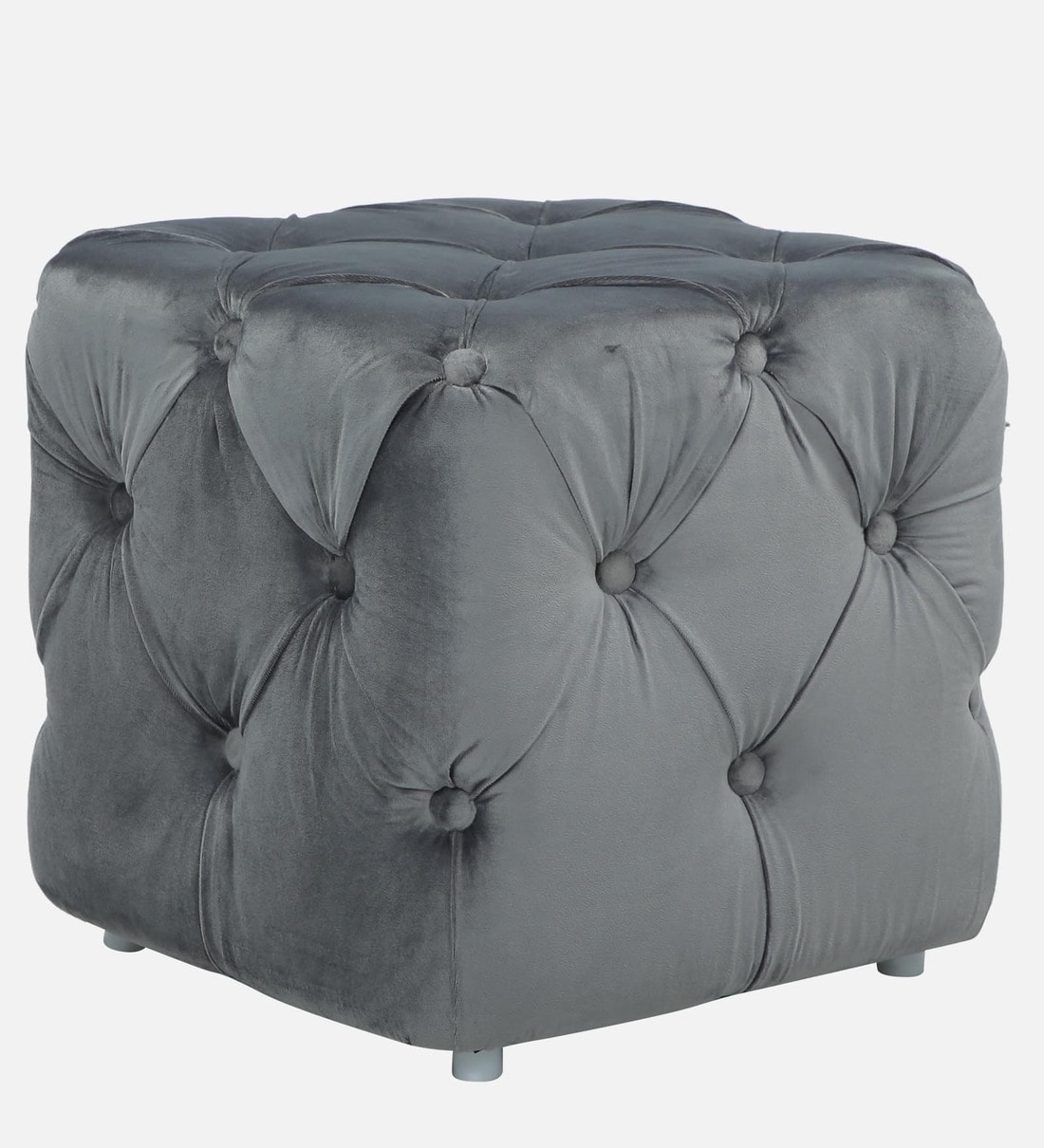 Buy Leona Velvet Pouffe in Fossil Grey Colour by Vittoria Online ...