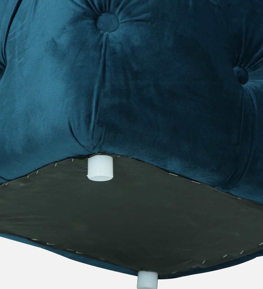 Buy Leona Velvet Pouffe in Teal Blue Colour by Vittoria Online ...