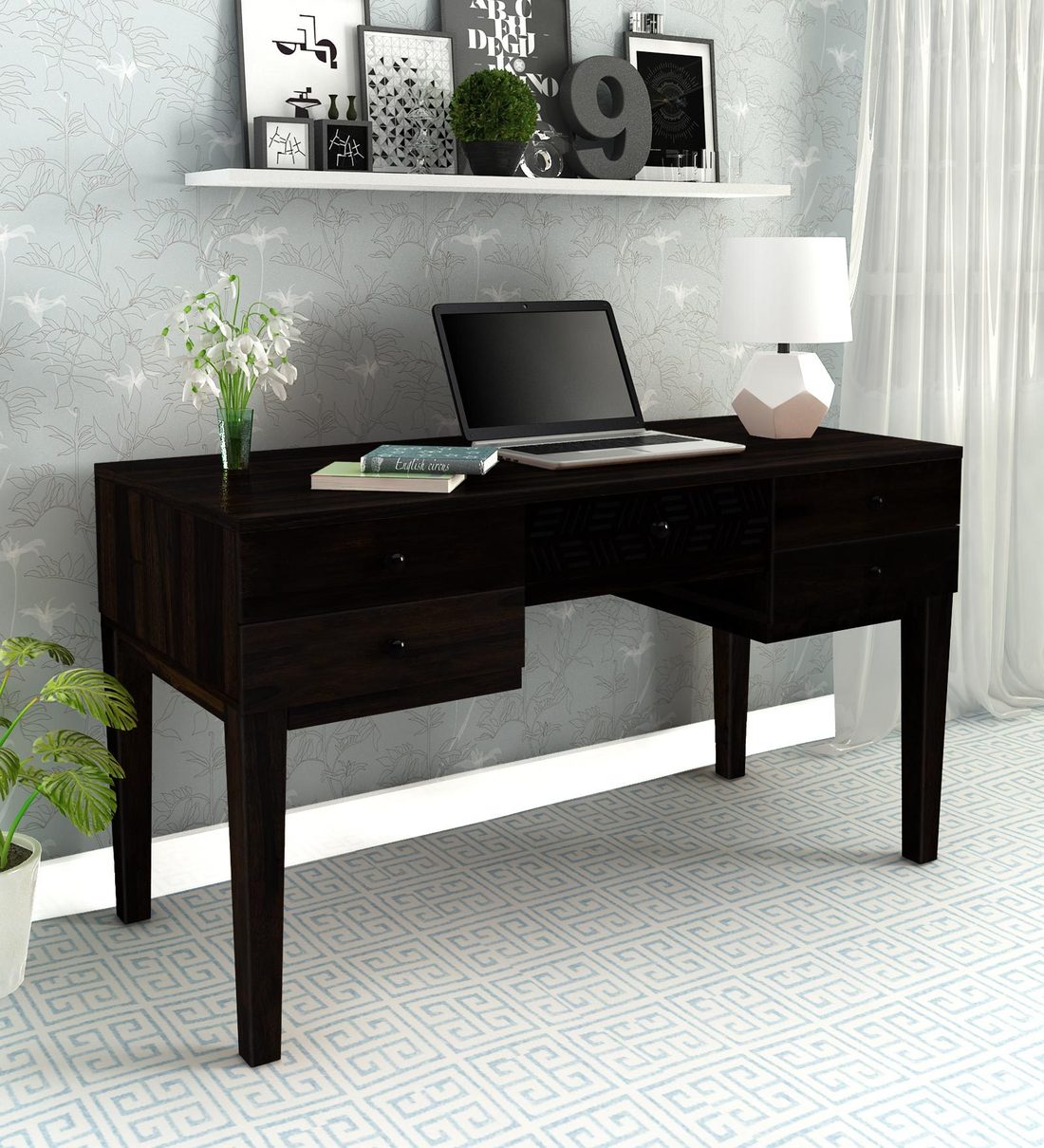 Buy Lerro Sheesham Wood Study Table in Warm chestnut Finish at 5% OFF ...