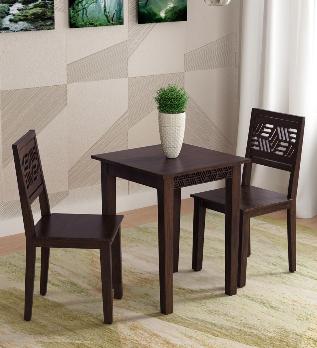 Buy Lerro Sheesham Wood Two Seater Dining Set in Warm chestnut Finish ...