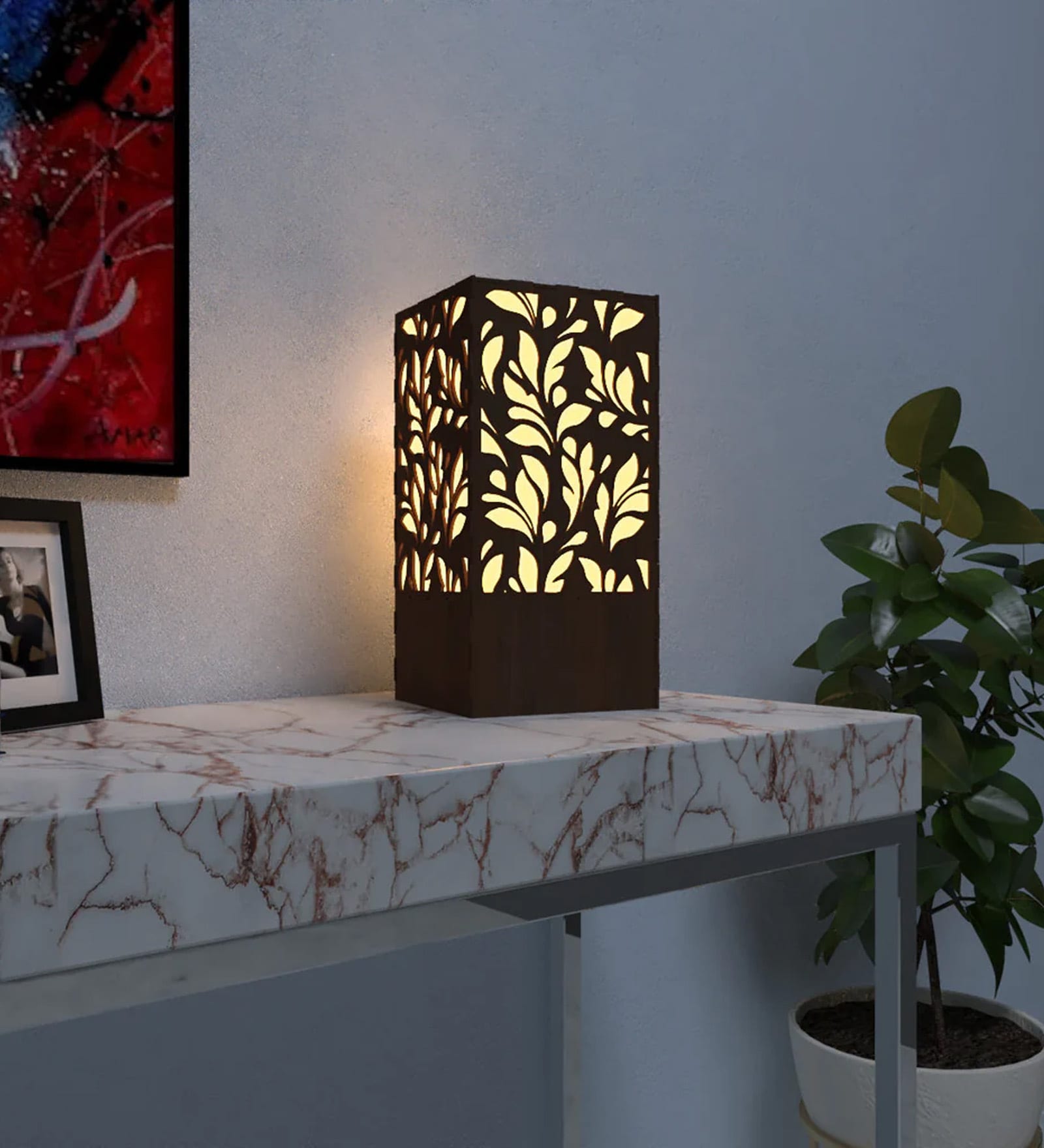 Buy Leaf Design Brown Birch Ply Table Lamp at 11% OFF by WallMantra ...