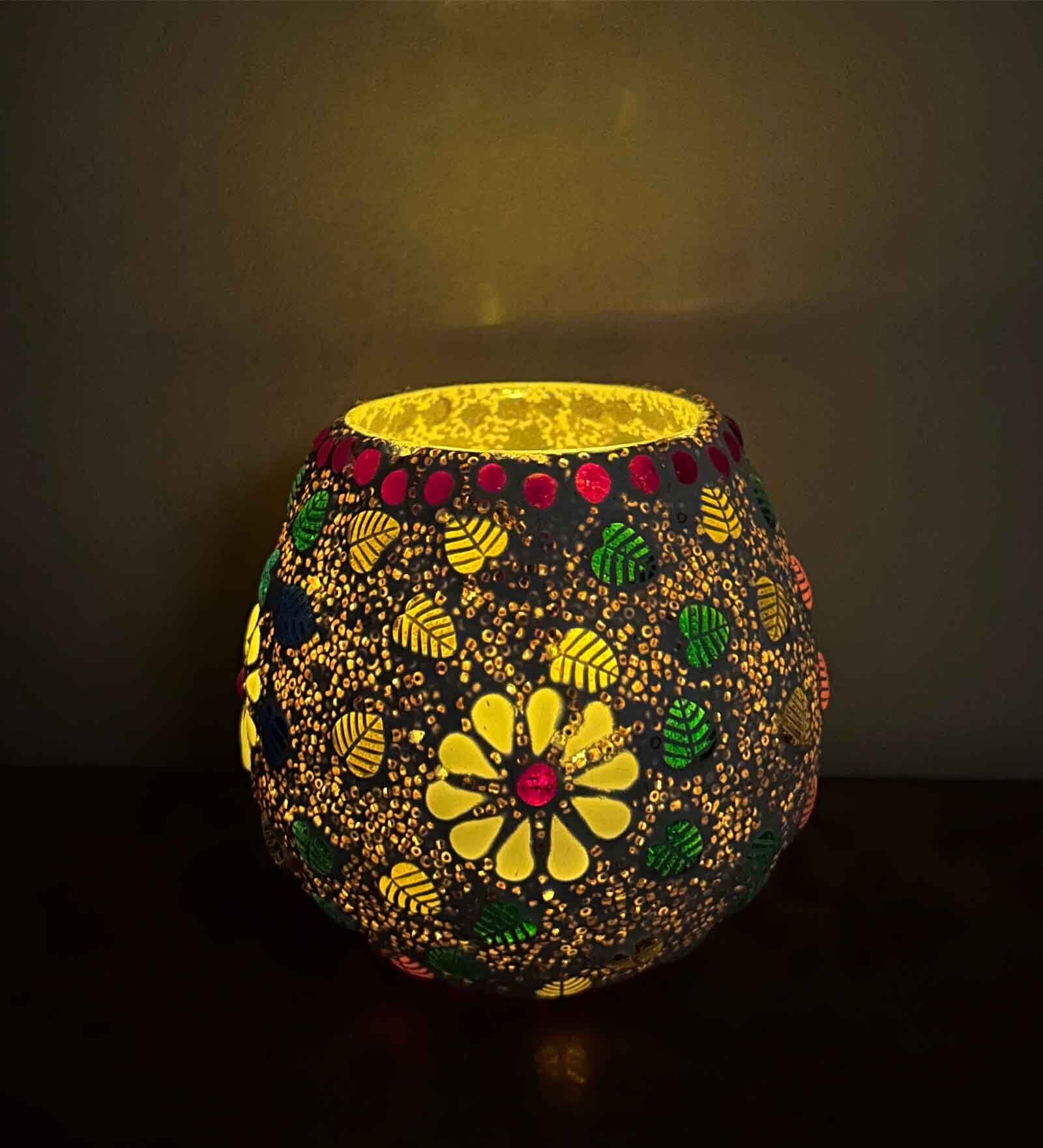 Buy Leaf Glass Mosaic Tealight Candle Holder at 41% OFF by Hanable ...