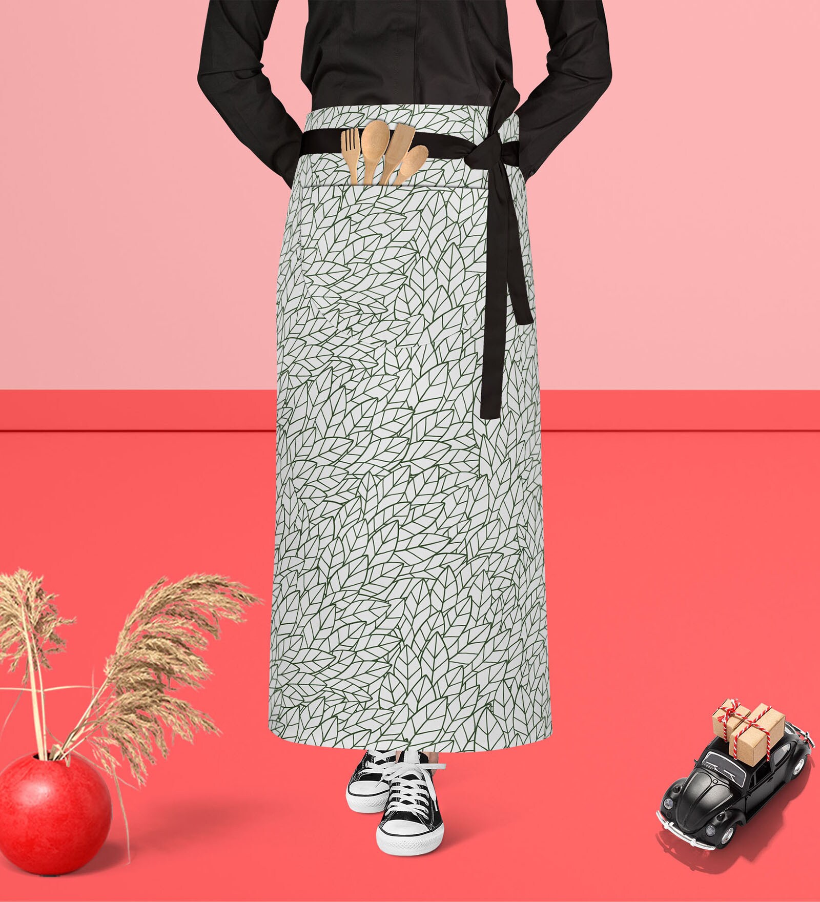 Buy Leafy Leaves Multicolor Polycotton Full-Length Waist To Feet Apron ...