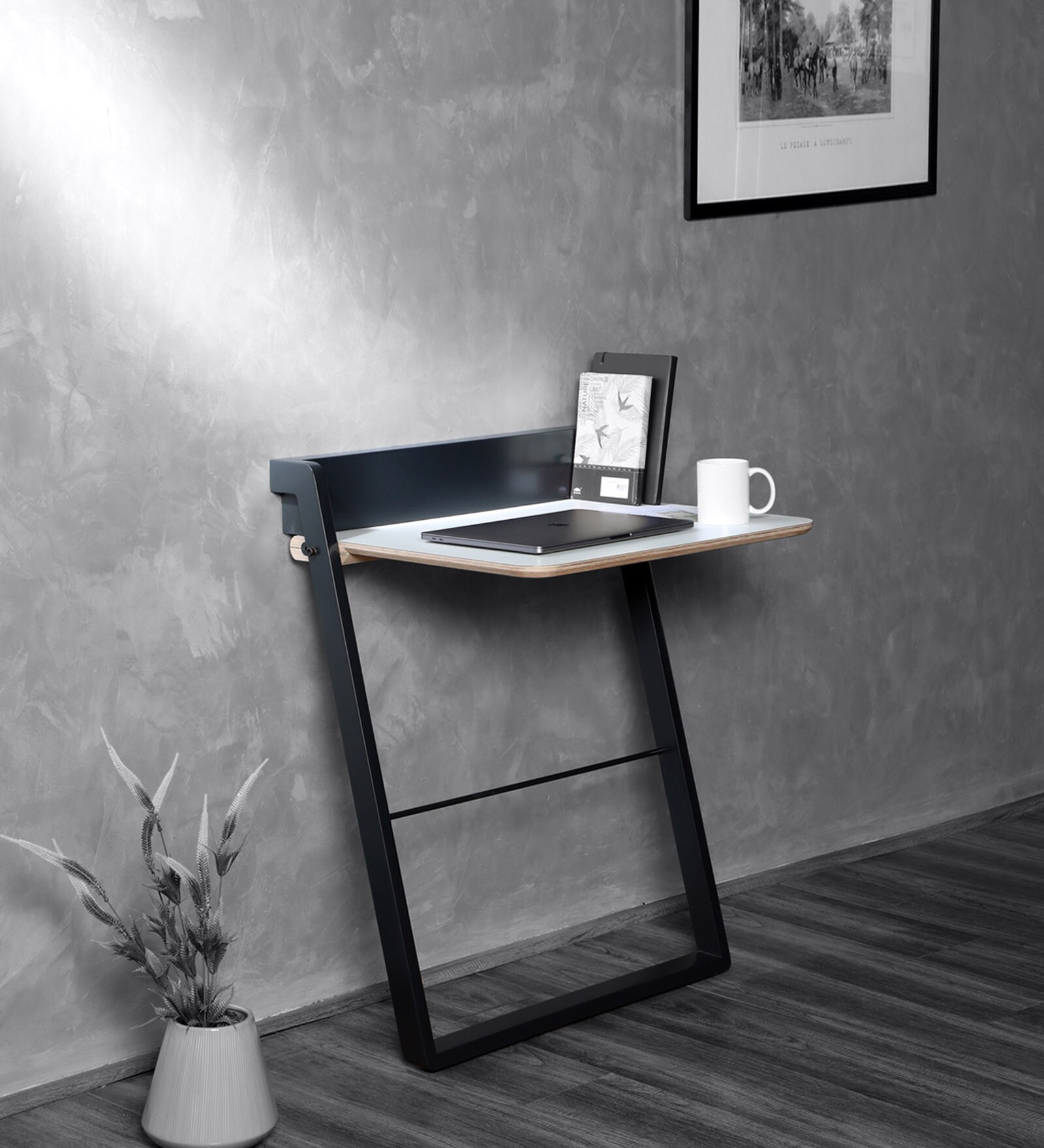 Buy Leaning Eco Writing table in Grey & White Colour by Atmosphere at ...