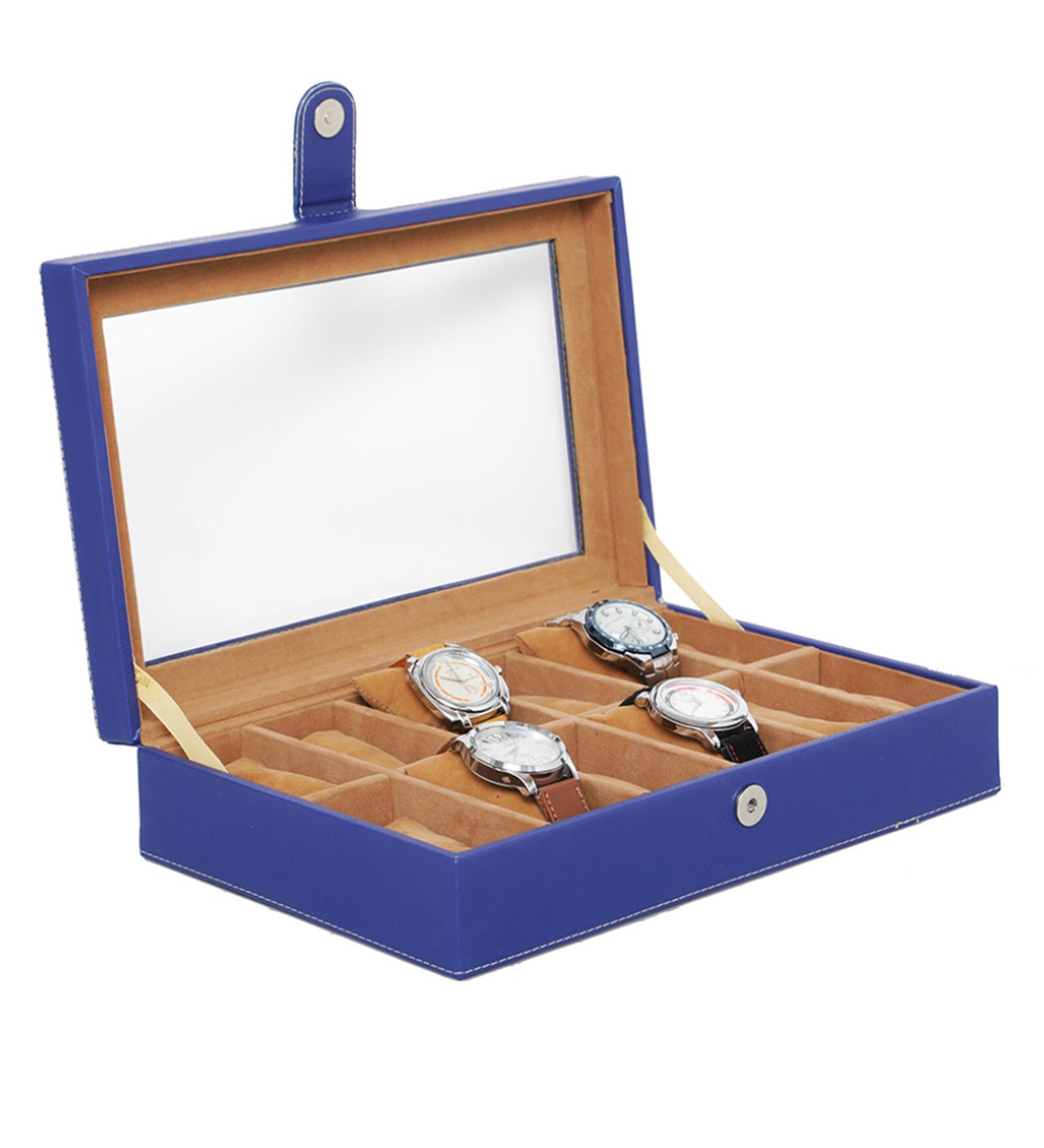 Buy 12 Slots Leatherite Watch Organiser In Blue In Leather World Online ...