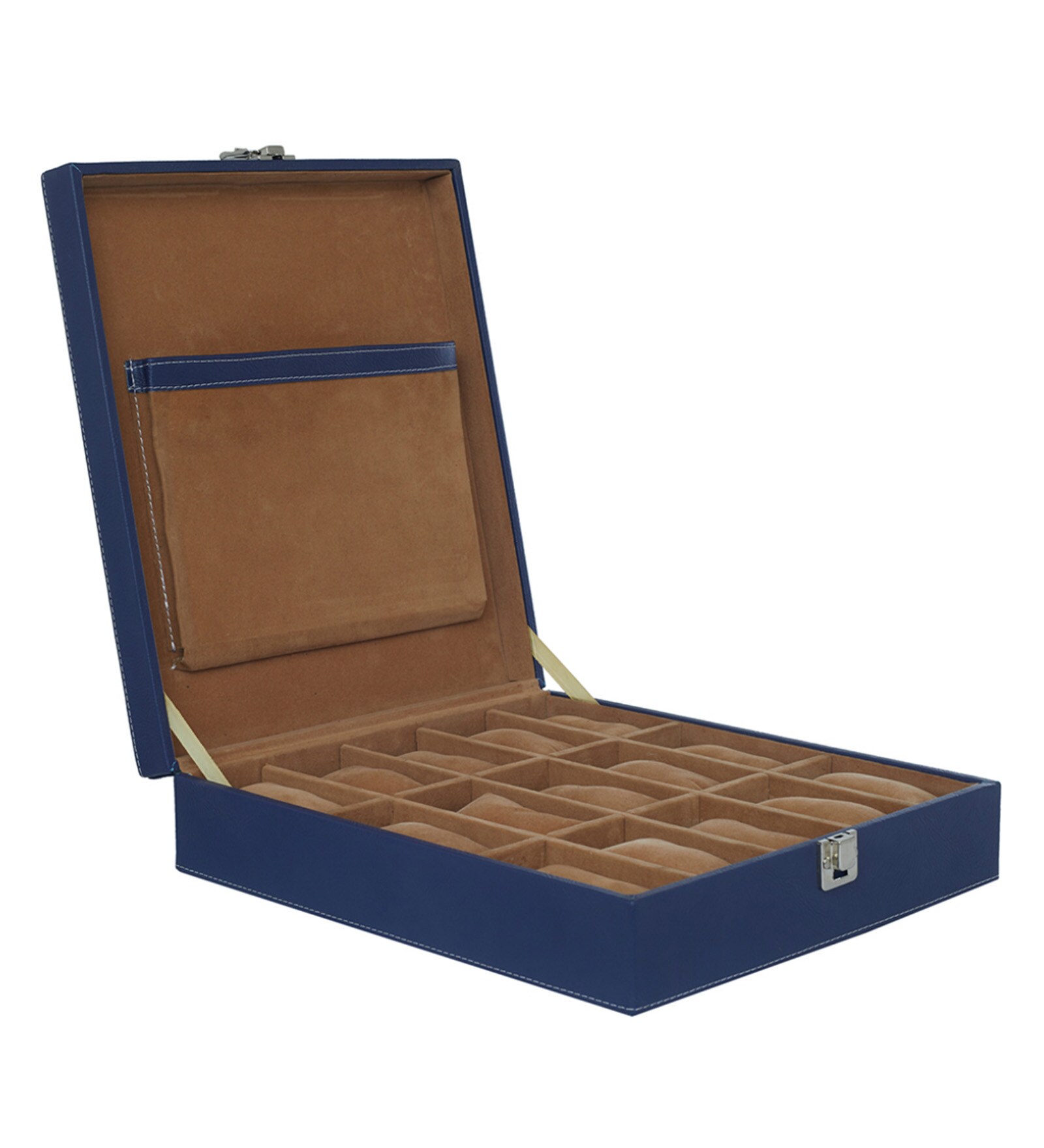 Buy 15 Slots Leatherite Watch Organiser In Blue In Leather World Online ...
