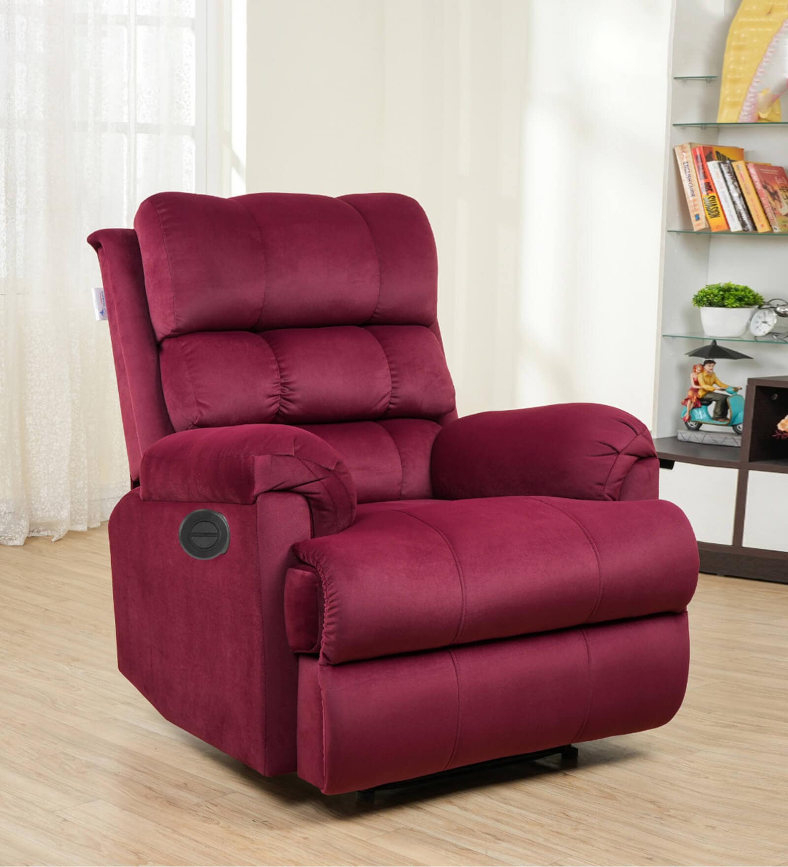 Buy Leatherette Electric Recliner In Puff Maroon Colour at 33% OFF by ...