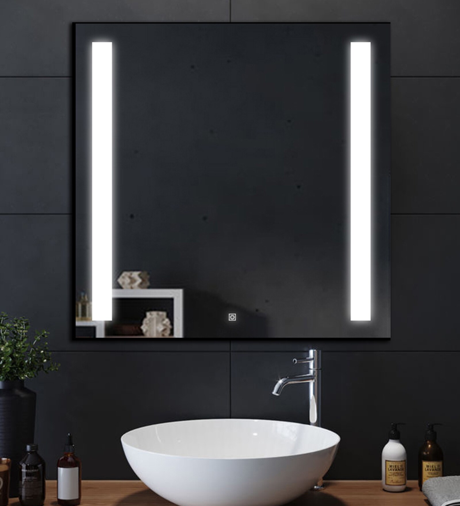 Buy Silver Glass Center LED Mirror at 24% OFF by Elegant Arts and ...
