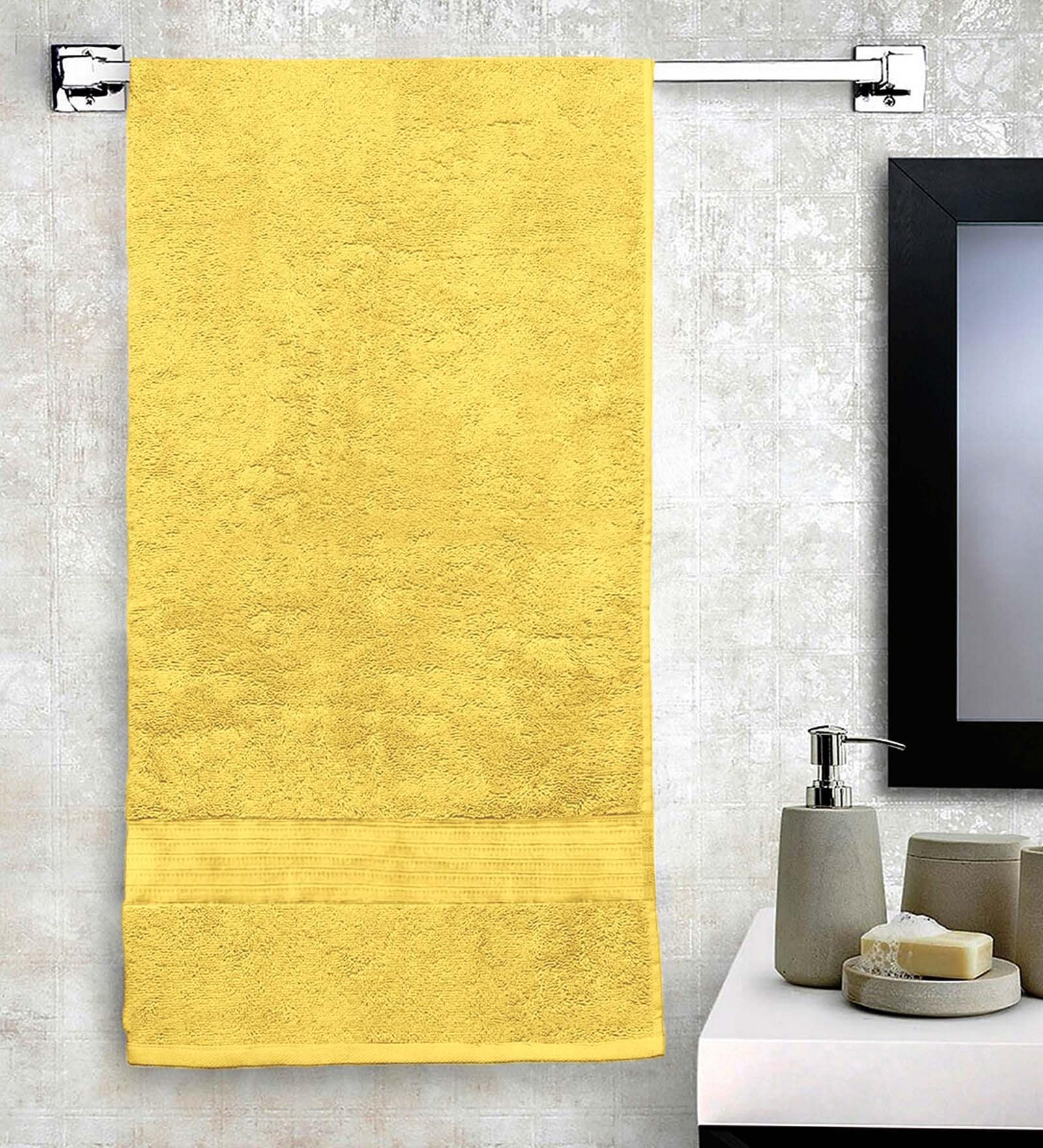Buy Yellow Solid 550 GSM Cotton Bath Towel at 15% OFF by Lushomes ...