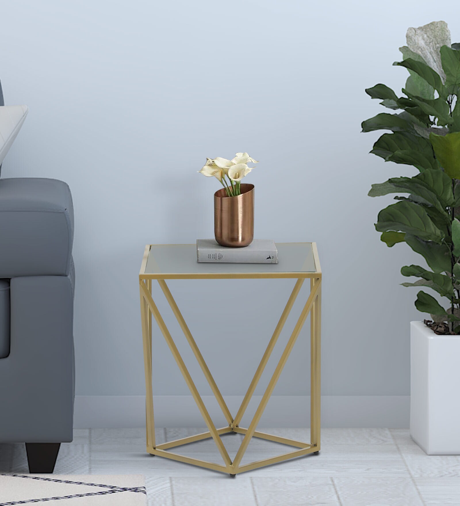 Buy Cortez Metal End Table In Gold Colour at 6% OFF by Casacraft from ...