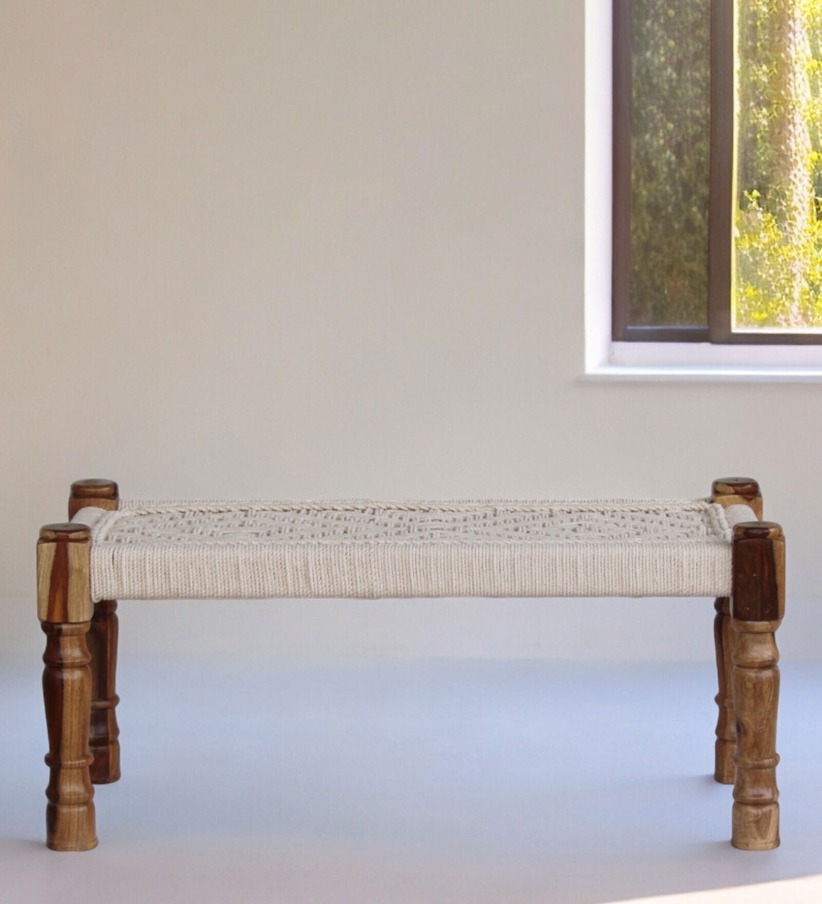 Buy Leo Mini Solid Wood Bench in Black & White Colour at 20% OFF by ...