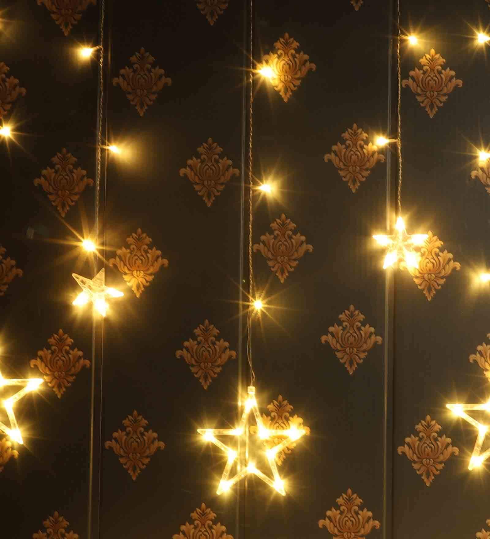 Buy Lexton 138 Led Star Curtain Light 6 Big Star 6 Small Star with 8 ...