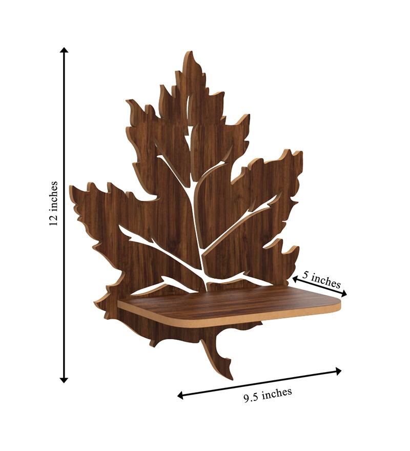 Buy Leaf MDF Wall Shelf In Brown By Home Sparkle Online - Modern Wall ...