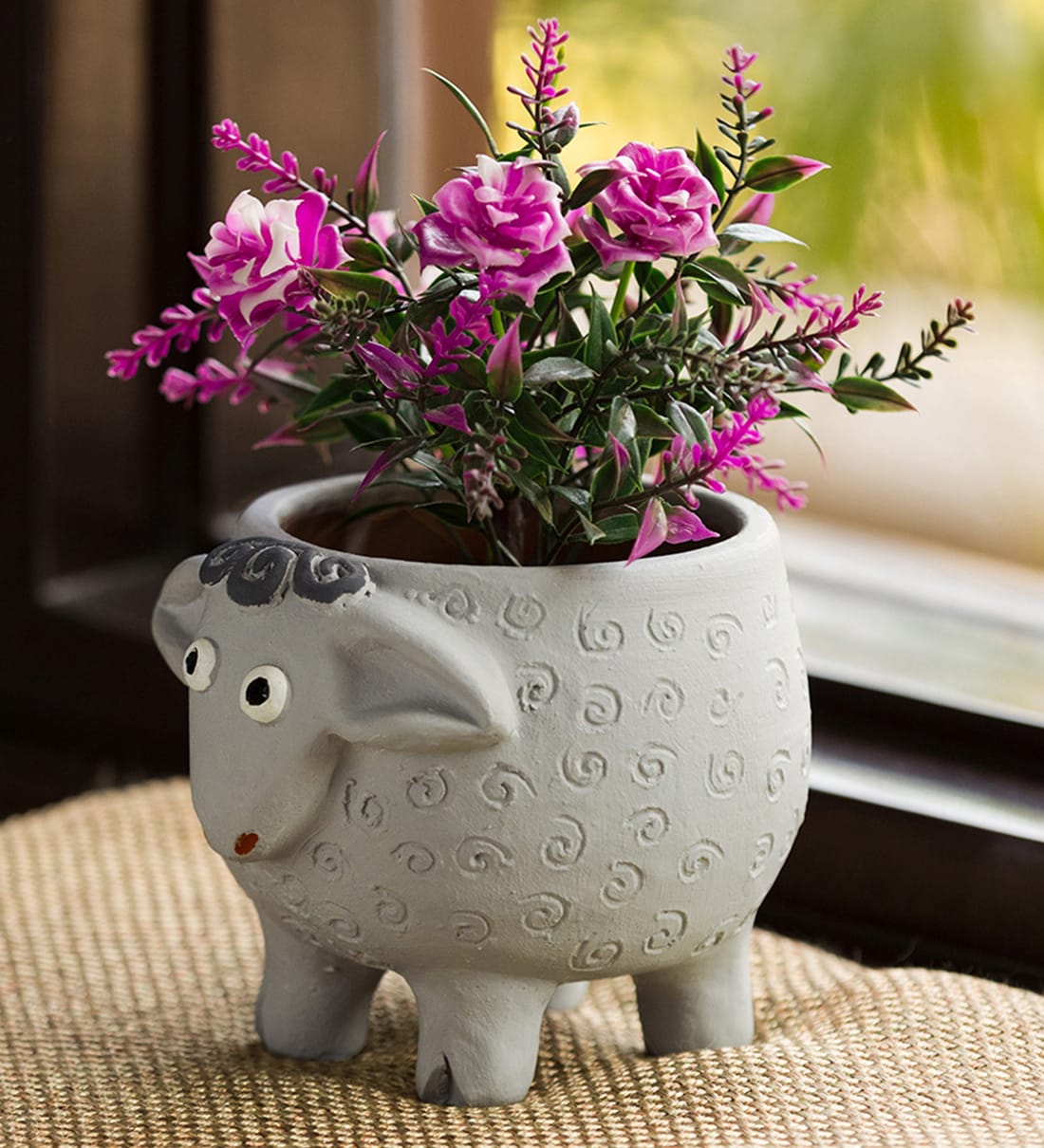 Buy Light Grey Terracotta Cheerful Sheep Handpainted Desk Pot at 42% ...