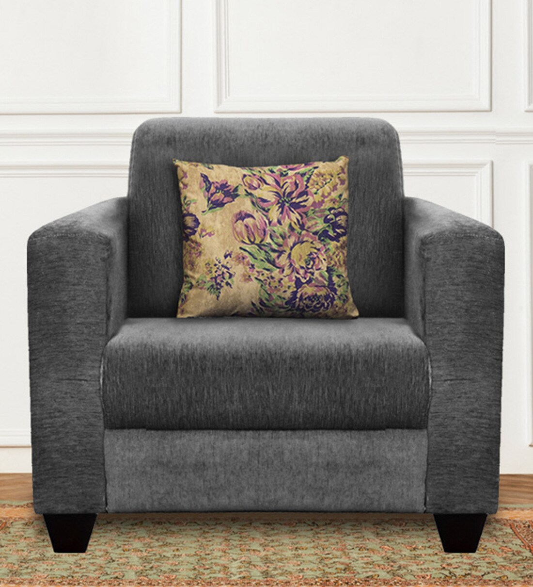 Buy Lipu Fabric 1 Seater Sofa in Charcoal Grey Colour by Febonic Online ...