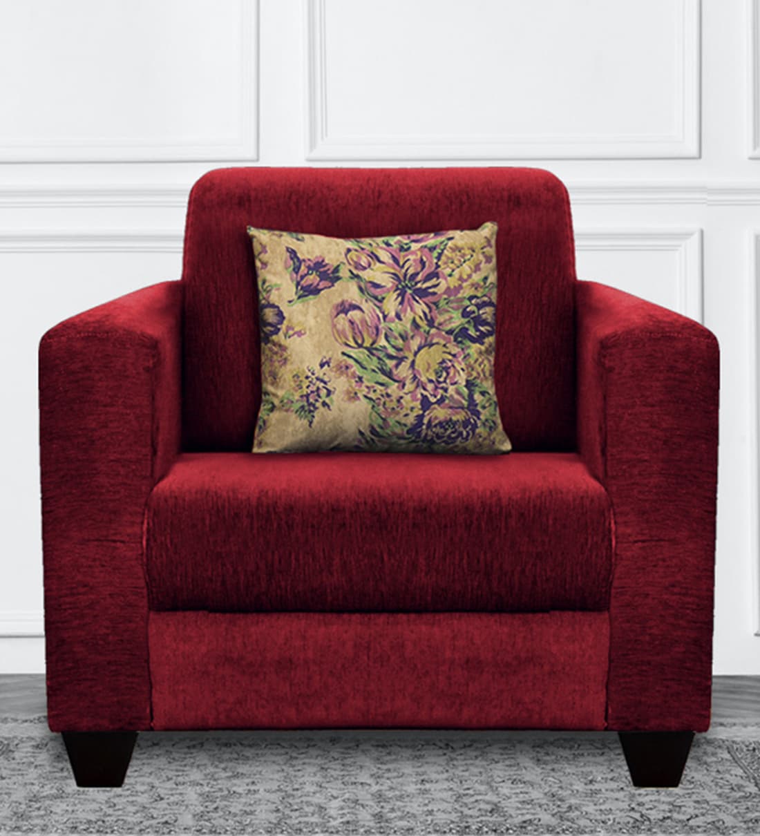 Buy Lipu Fabric 1 Seater Sofa in Blood Maroon Colour by Febonic Online ...