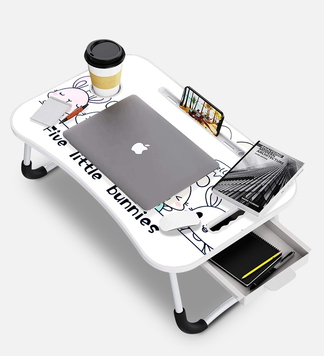 Buy Little Bunnies Portable Study / Laptop Table in White Colour by ...