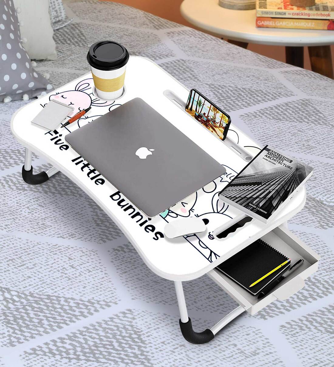 Buy Little Bunnies Portable Study / Laptop Table in White Colour by ...