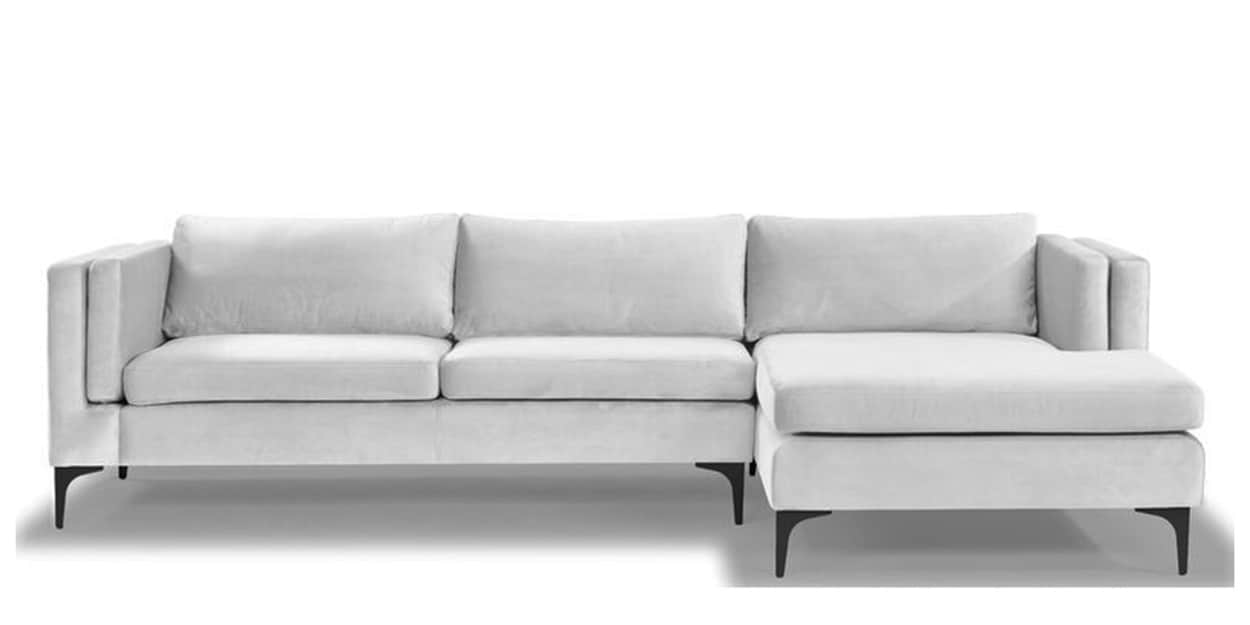 Buy Lima Velvet LHS Sectional Sofa In Light Grey Colour at 49% OFF by ...