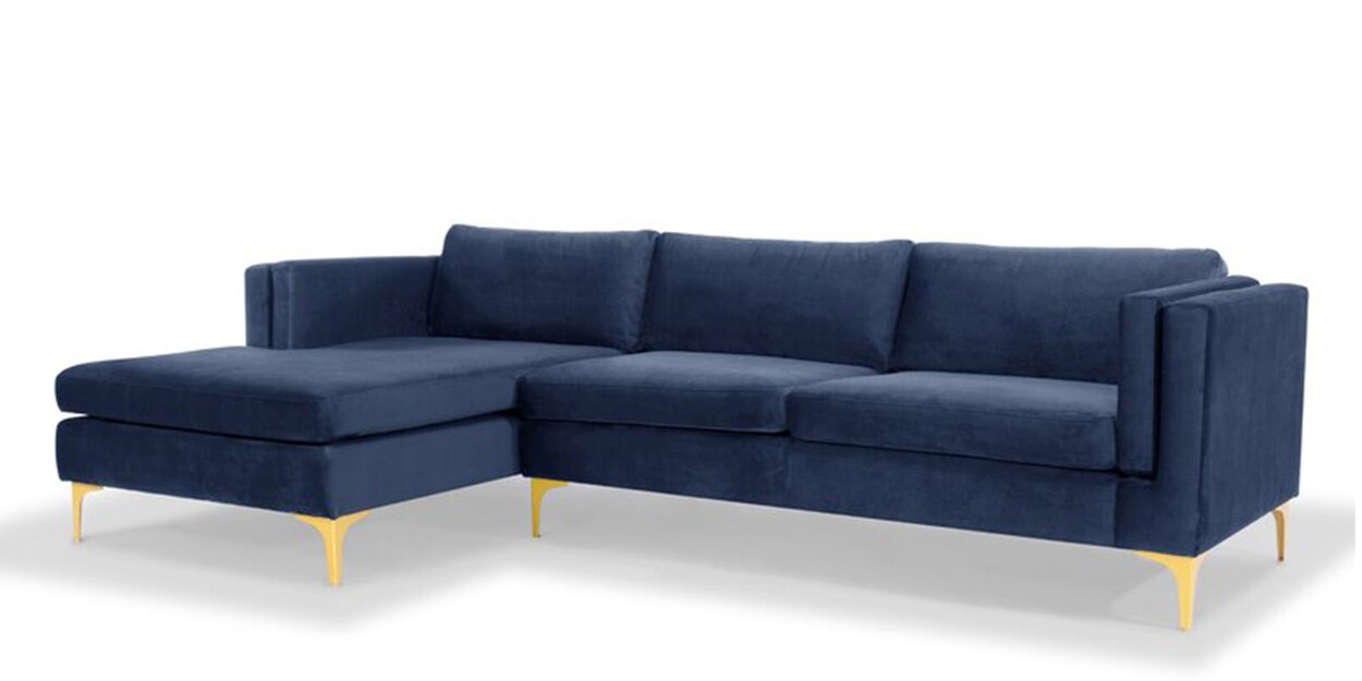 Buy Lima Fabric RHS Sectional Sofa in Navy Blue Colour by Adorn Homez Online - Modern RHS ...