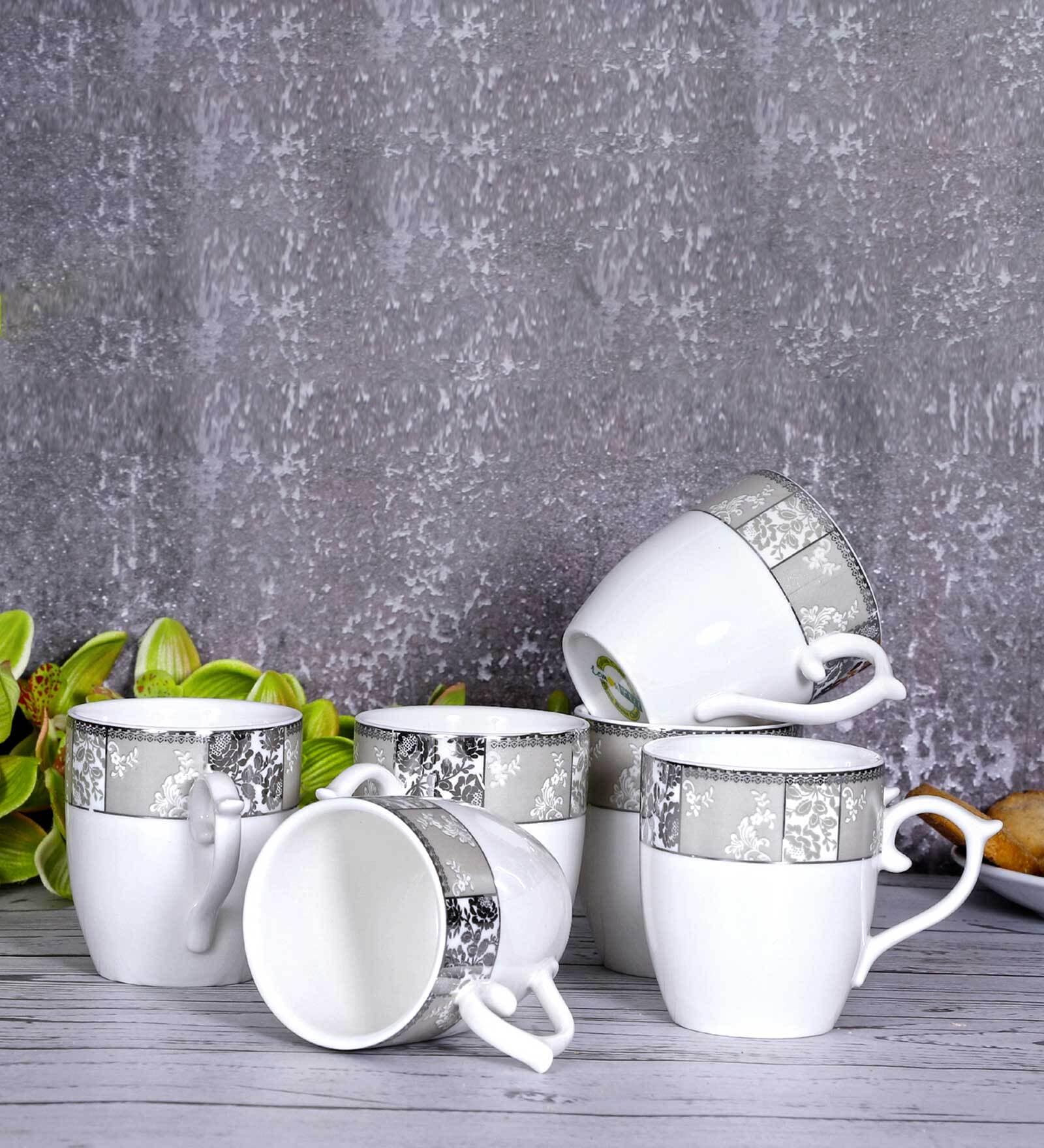 Buy Liam 350ml White & Grey Ceramic (Set of 6) Coffee Mug at 54% OFF by ...