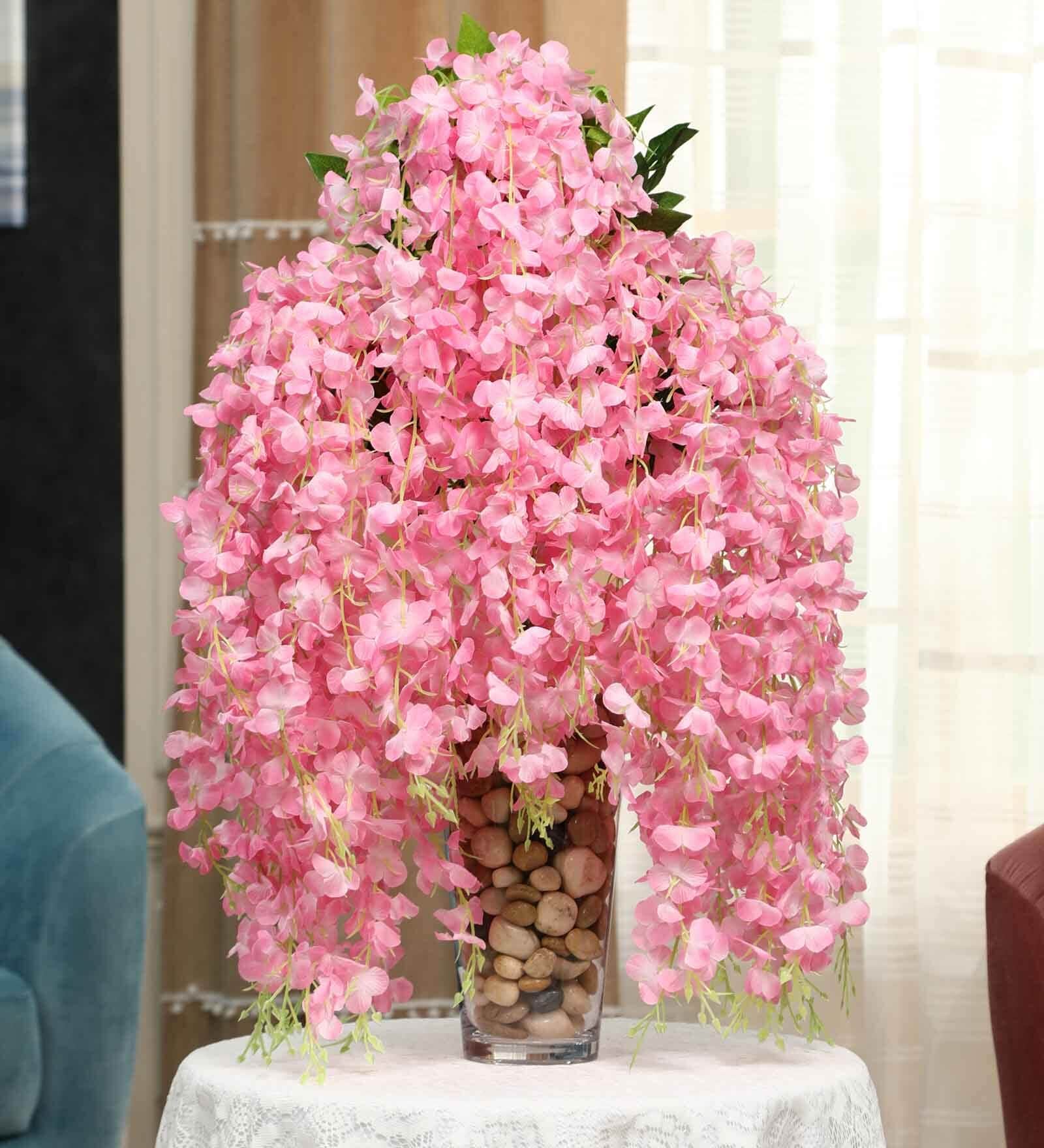 Buy Light Pink Fabric Artificial Hanging Orchid Flower Vine by ...
