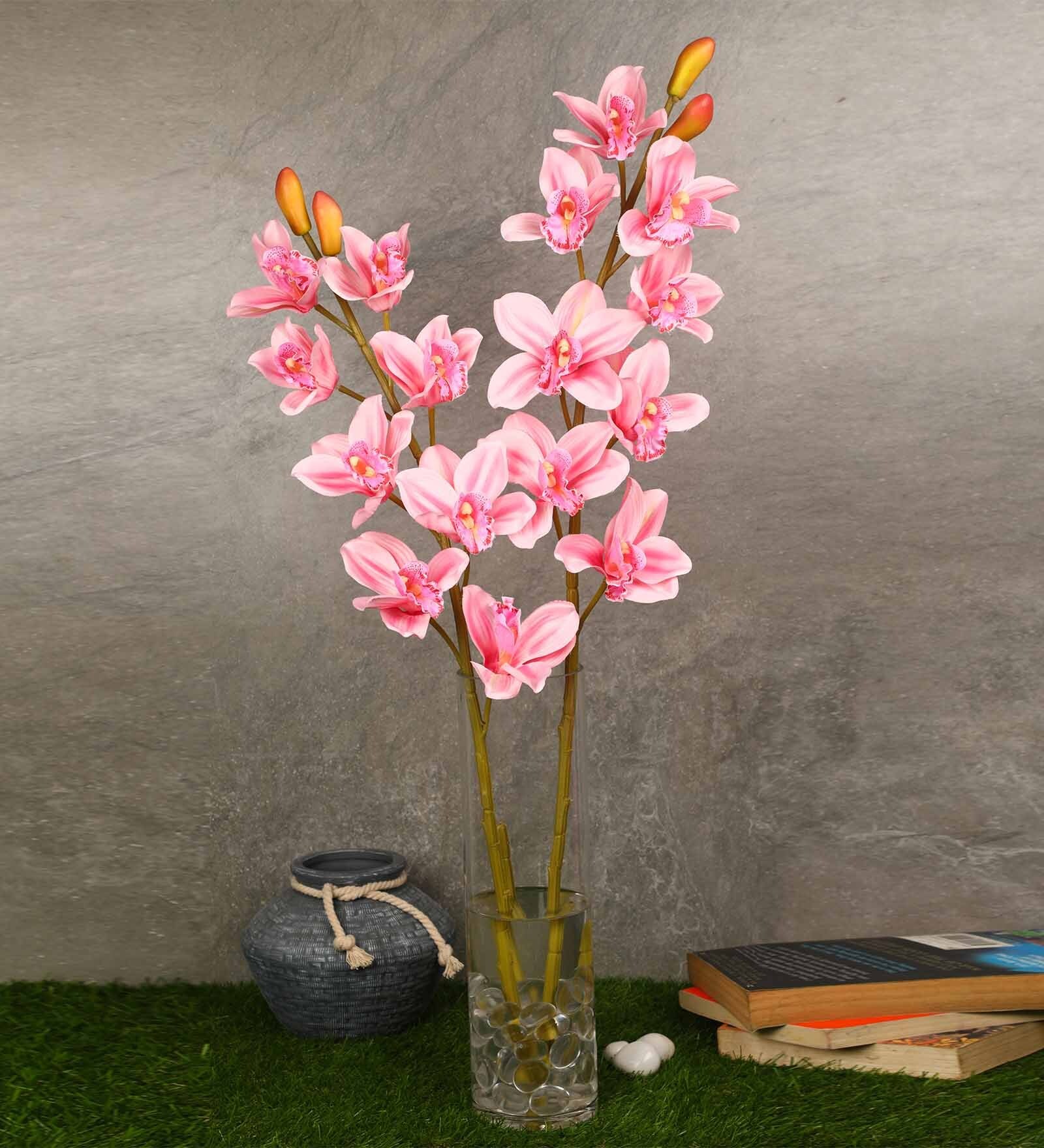 Buy Light Pink Fabric Orchid Artificial Flower, Pack of 2 by ...