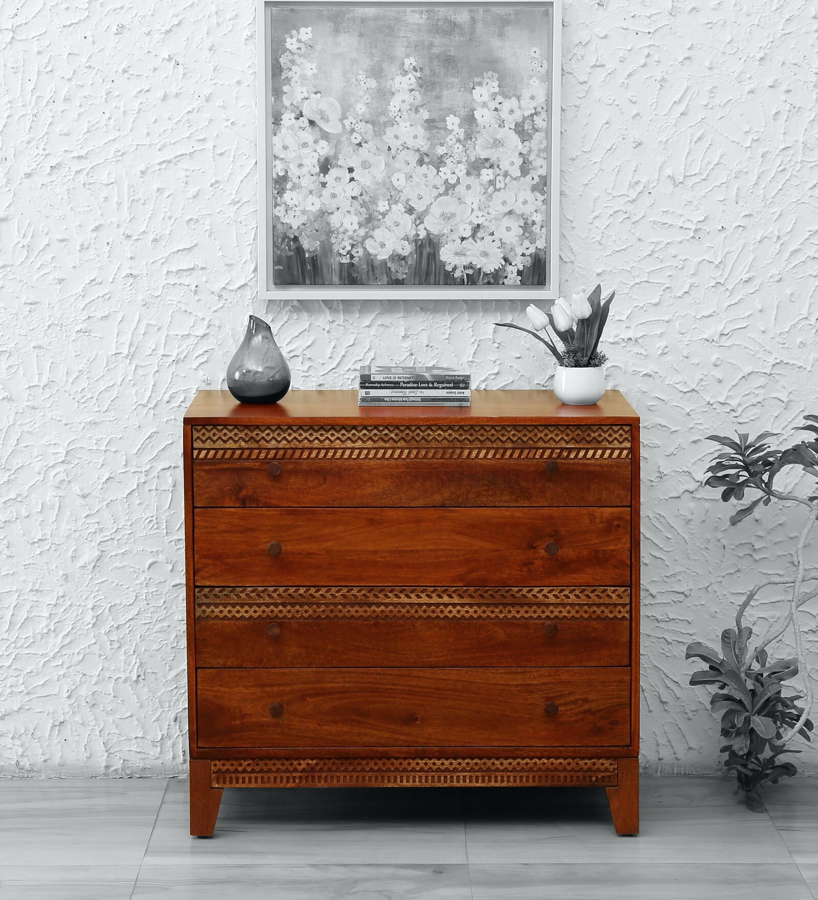 Buy Lima Solid Wood Chest of Drawer in Honey Oak Finish at 36% OFF by ...