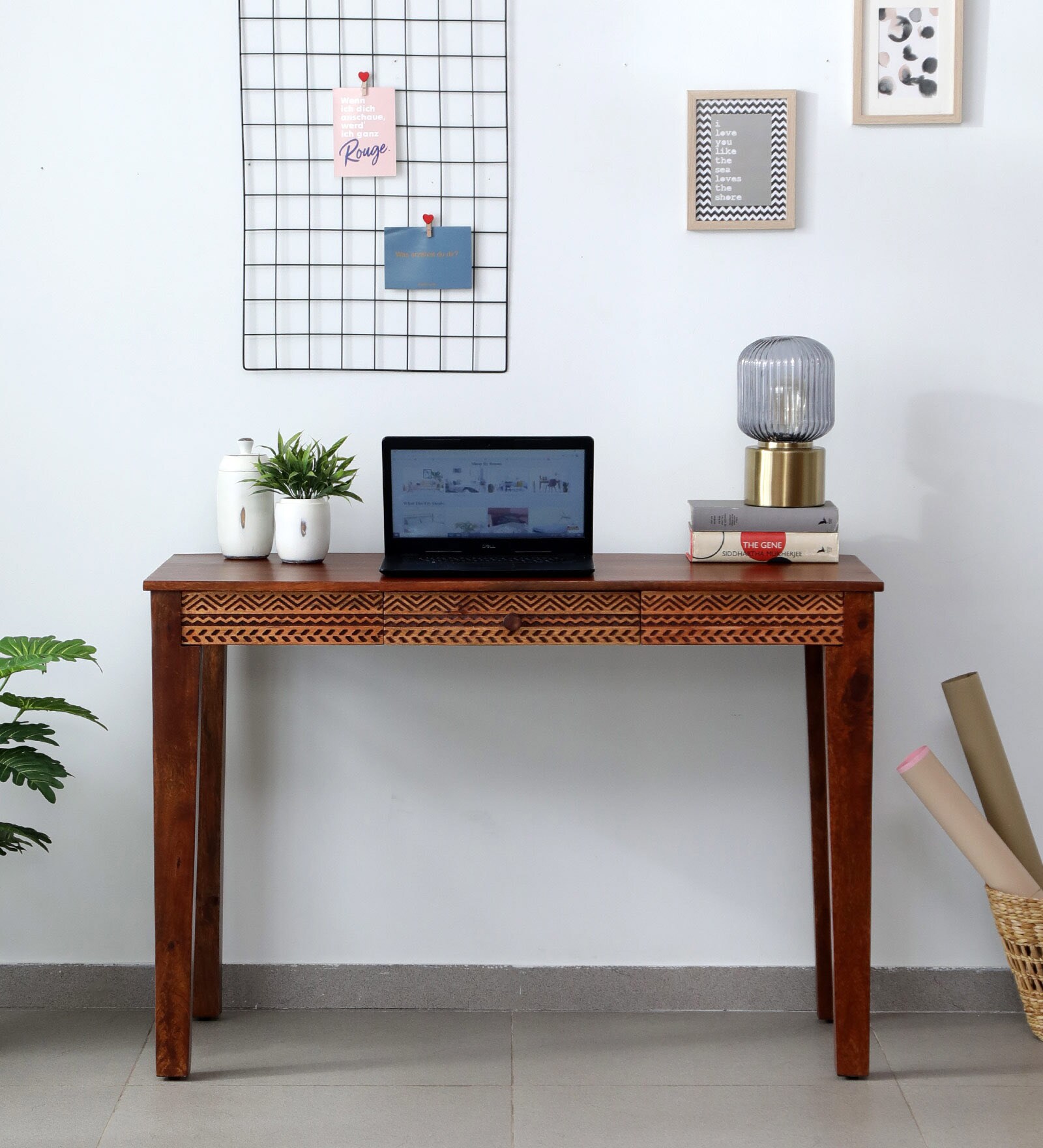 Buy Lima Solid Wood Writing Table In Honey Oak Finish at 31% OFF by ...