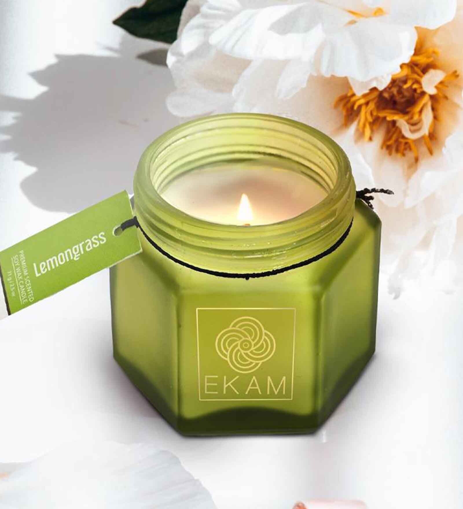 Buy Lemongrass Hexa Soy Wax Scented Jar Candle at 20% OFF by EKAM ...