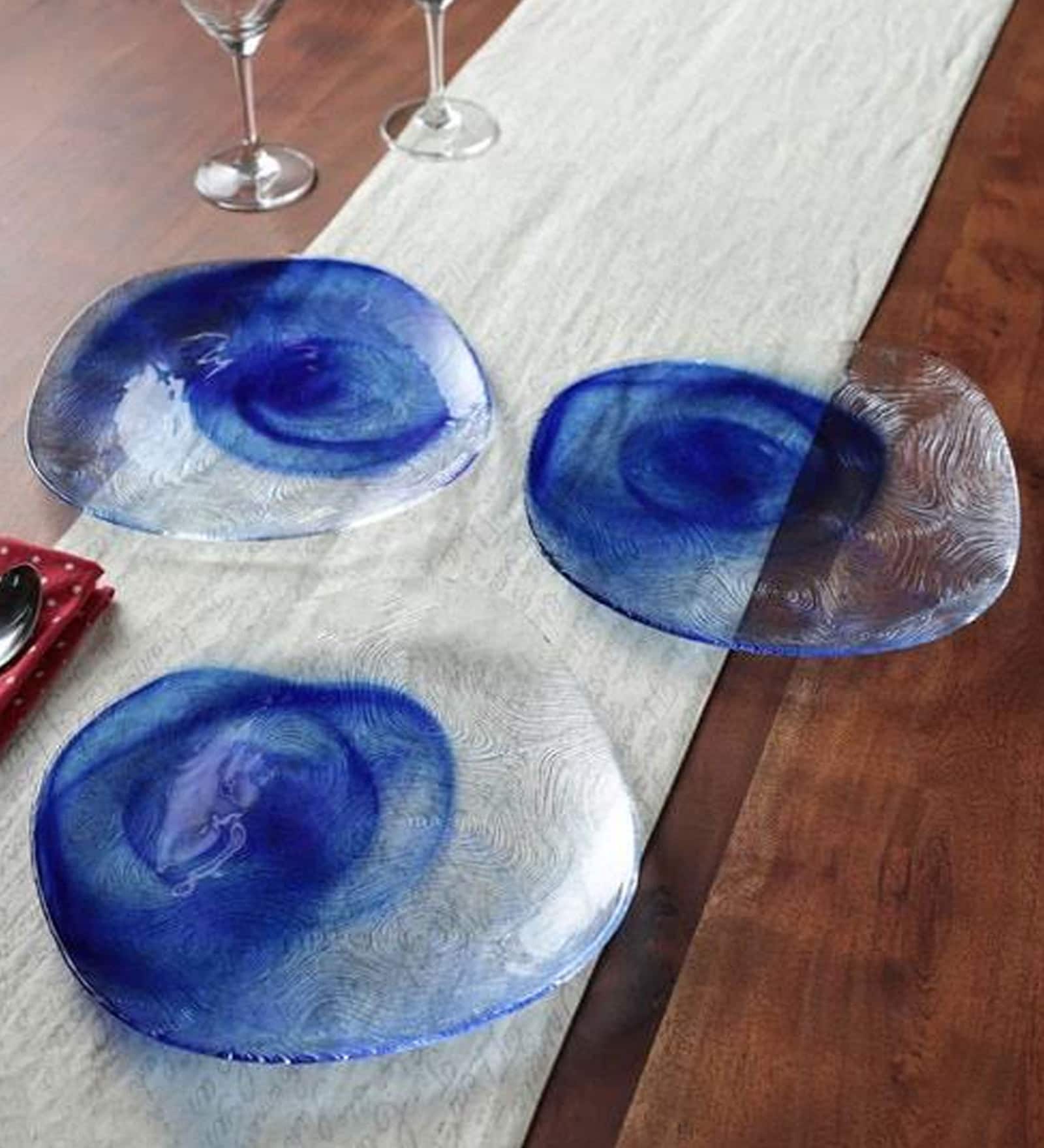 Buy Linden 10 Inch Blue Glass (Set of 6) Dinner Plate at 29% OFF by ...