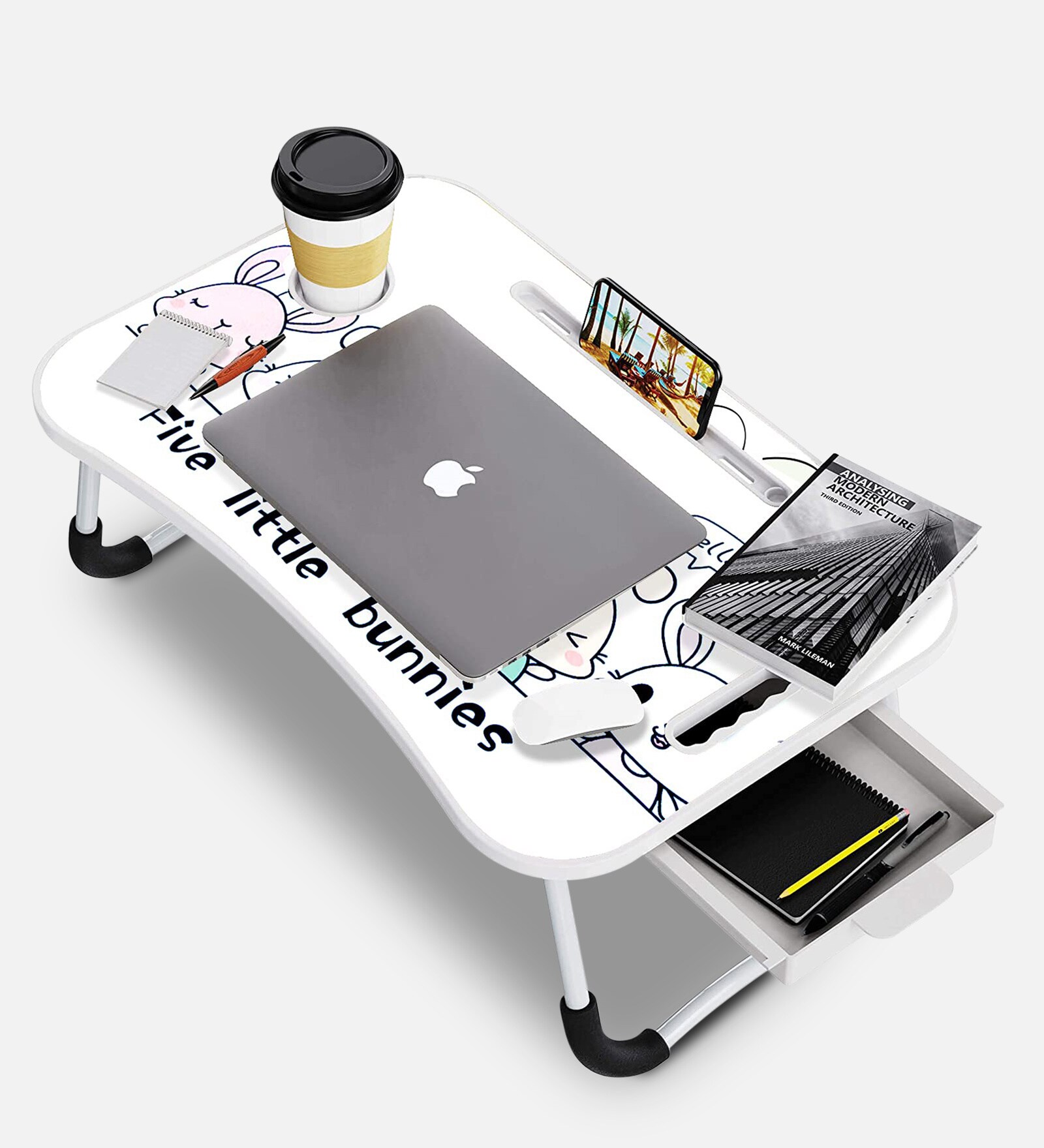 Buy Little Bunnies Portable Study / Laptop Table in White Colour by ...