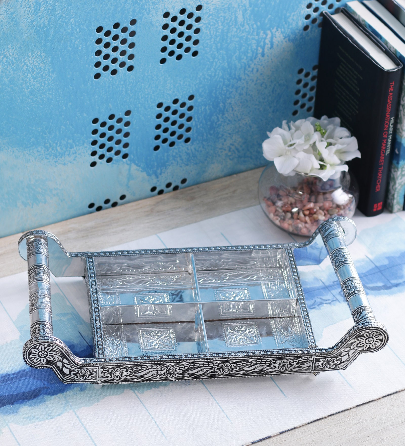Buy Little India Silver Metal Tray Online - Decorative Trays ...