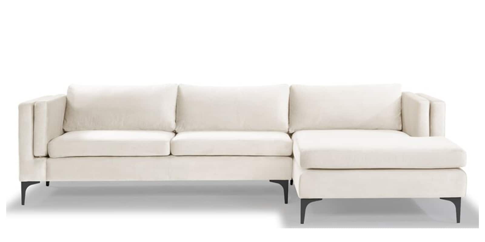 Buy Lima Velvet LHS Sectional Sofa In Beige Colour at 46% OFF by Adorn Homez | Pepperfry