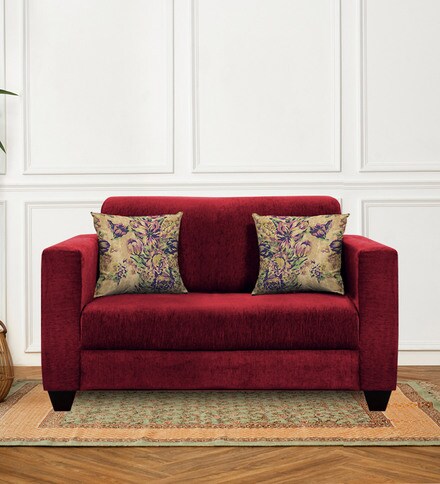 Buy Lipu Fabric 1 Seater Sofa in Blood Maroon Colour by Febonic Online ...