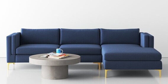 Buy Lima Fabric LHS Sectional Sofa in Navy Blue Colour by Adorn Homez Online - Modern LHS ...